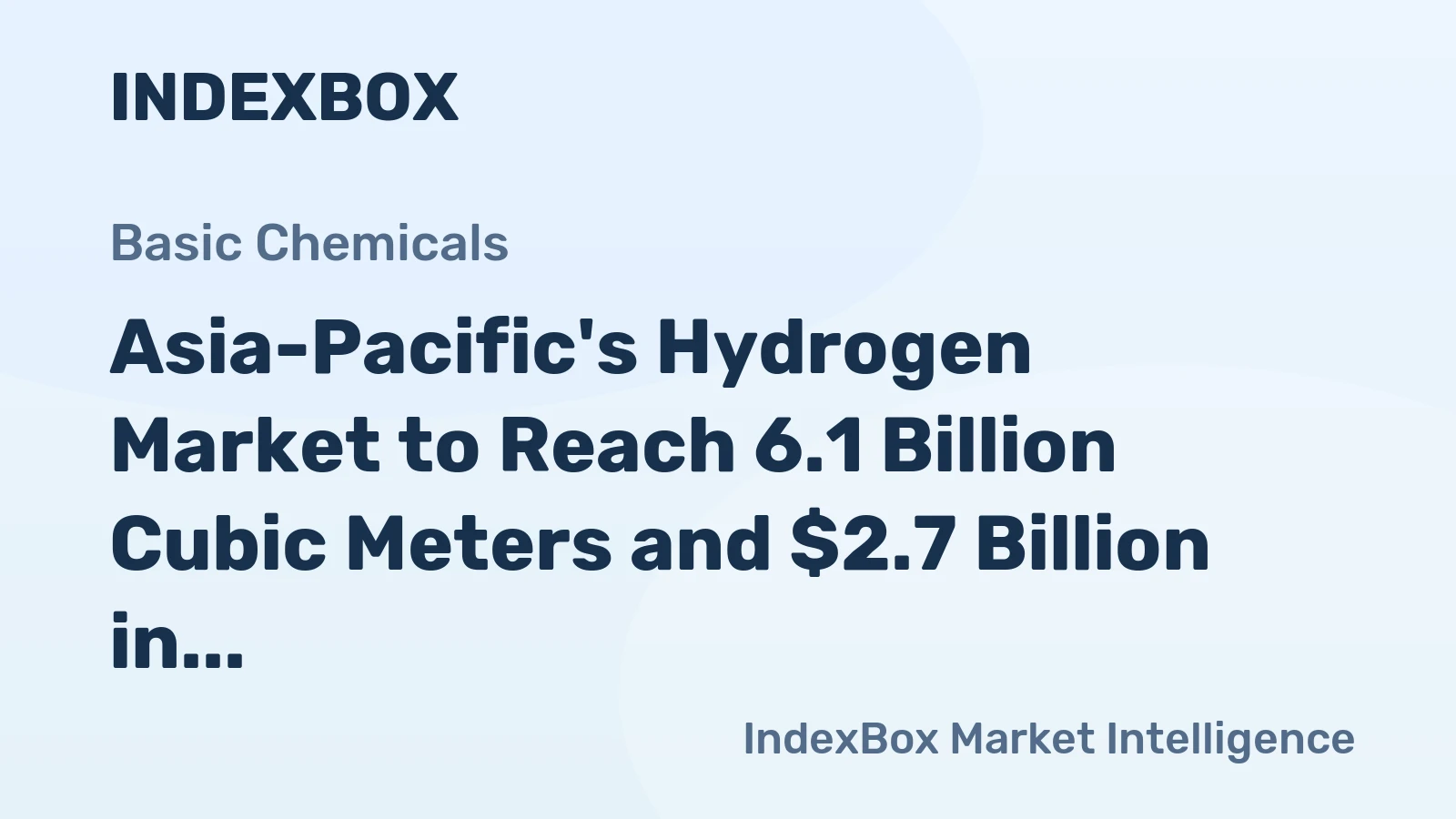 Asia-Pacific's Hydrogen Market to Reach 6.1 Billion Cubic Meters and $2.7 Billion in Value