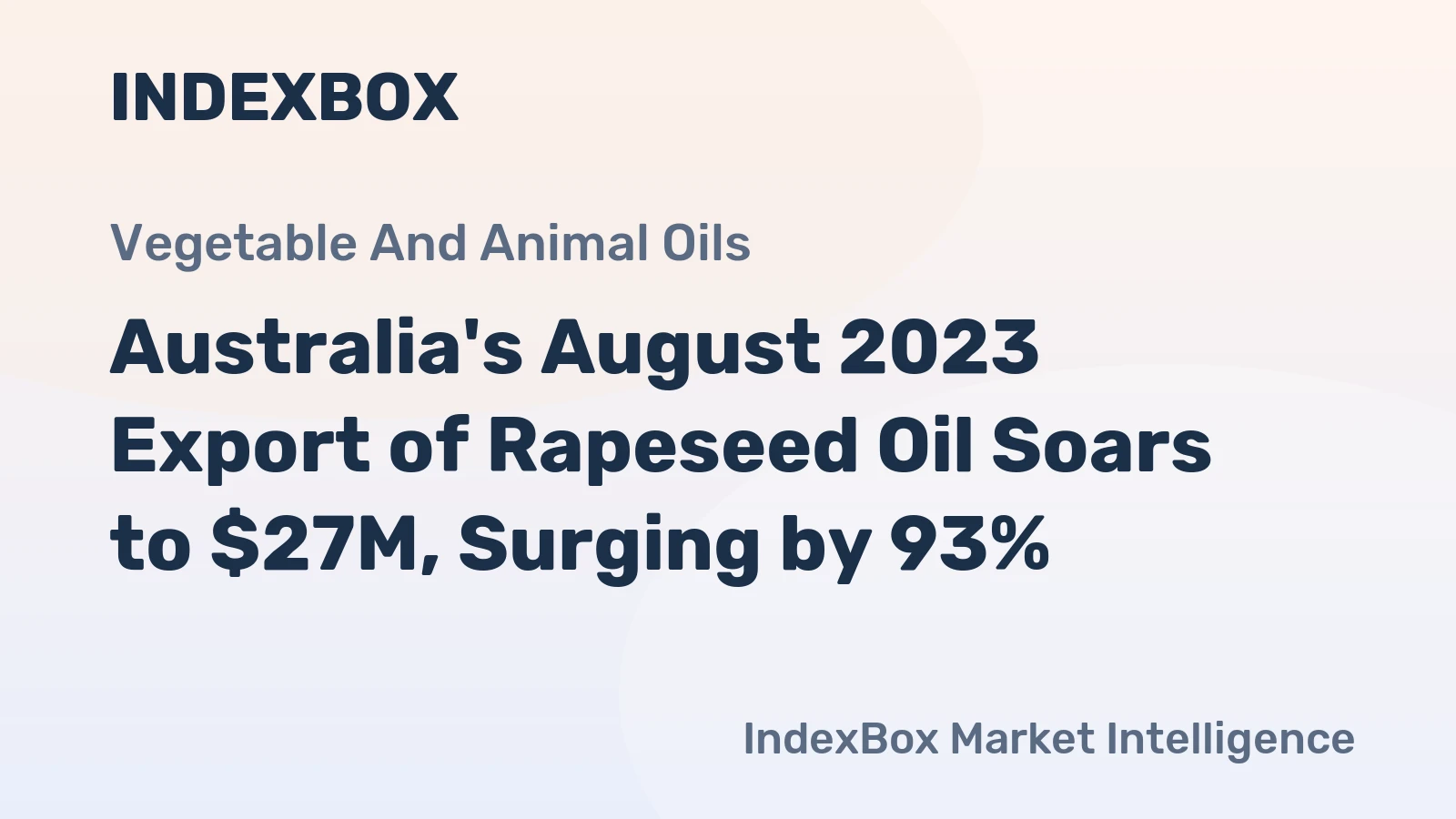 Australia's August 2023 Export of Rapeseed Oil Soars to $27M, Surging by 93%