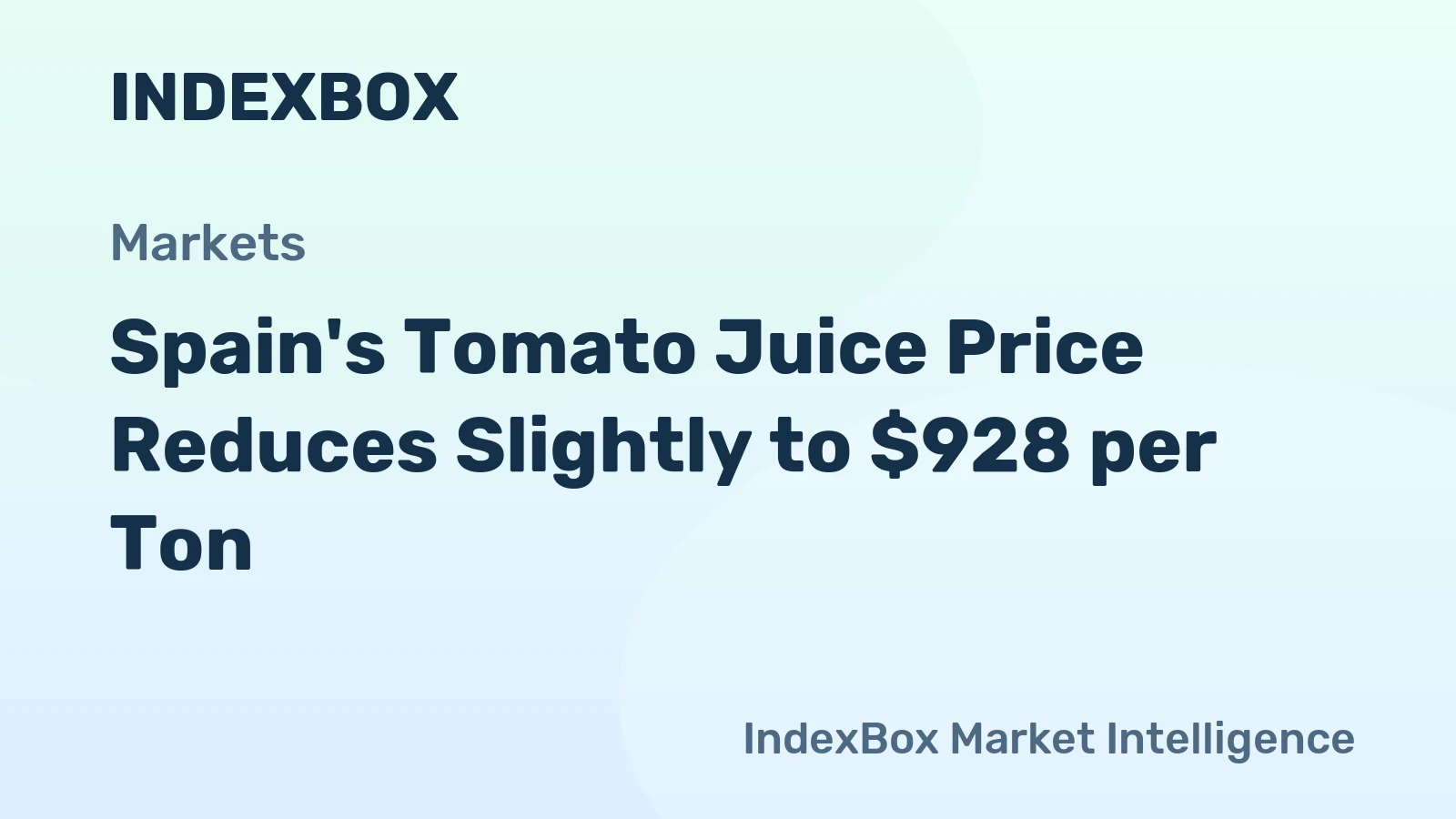 Spain's Tomato Juice Price Reduces Slightly to $928 per Ton