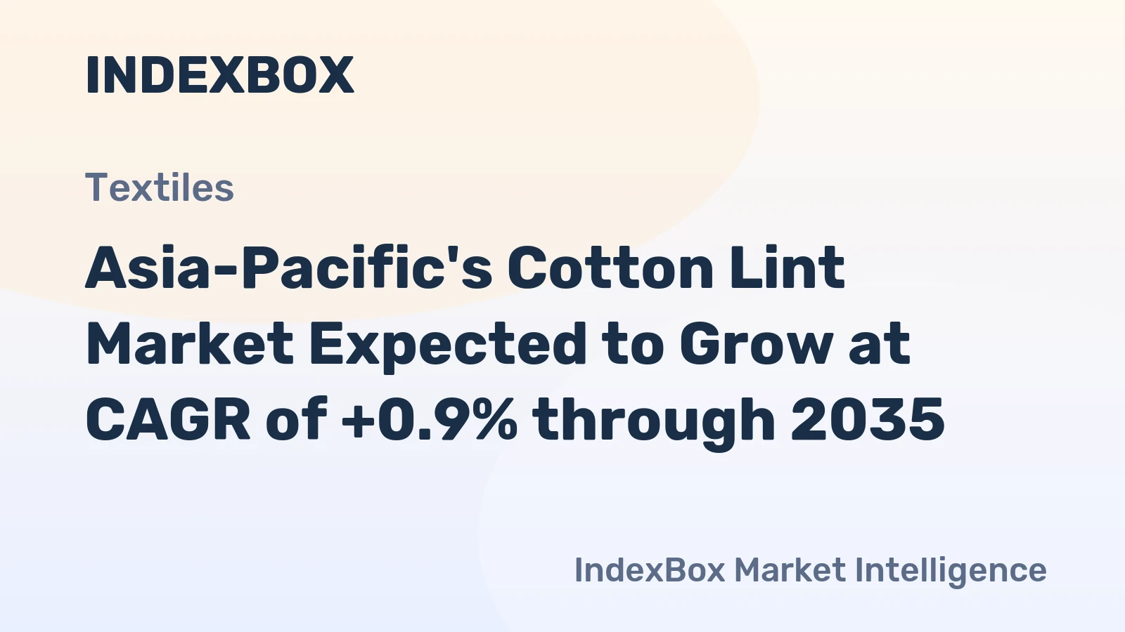 Asia-Pacific's Cotton Lint Market Expected to Grow at CAGR of +0.9% through 2035