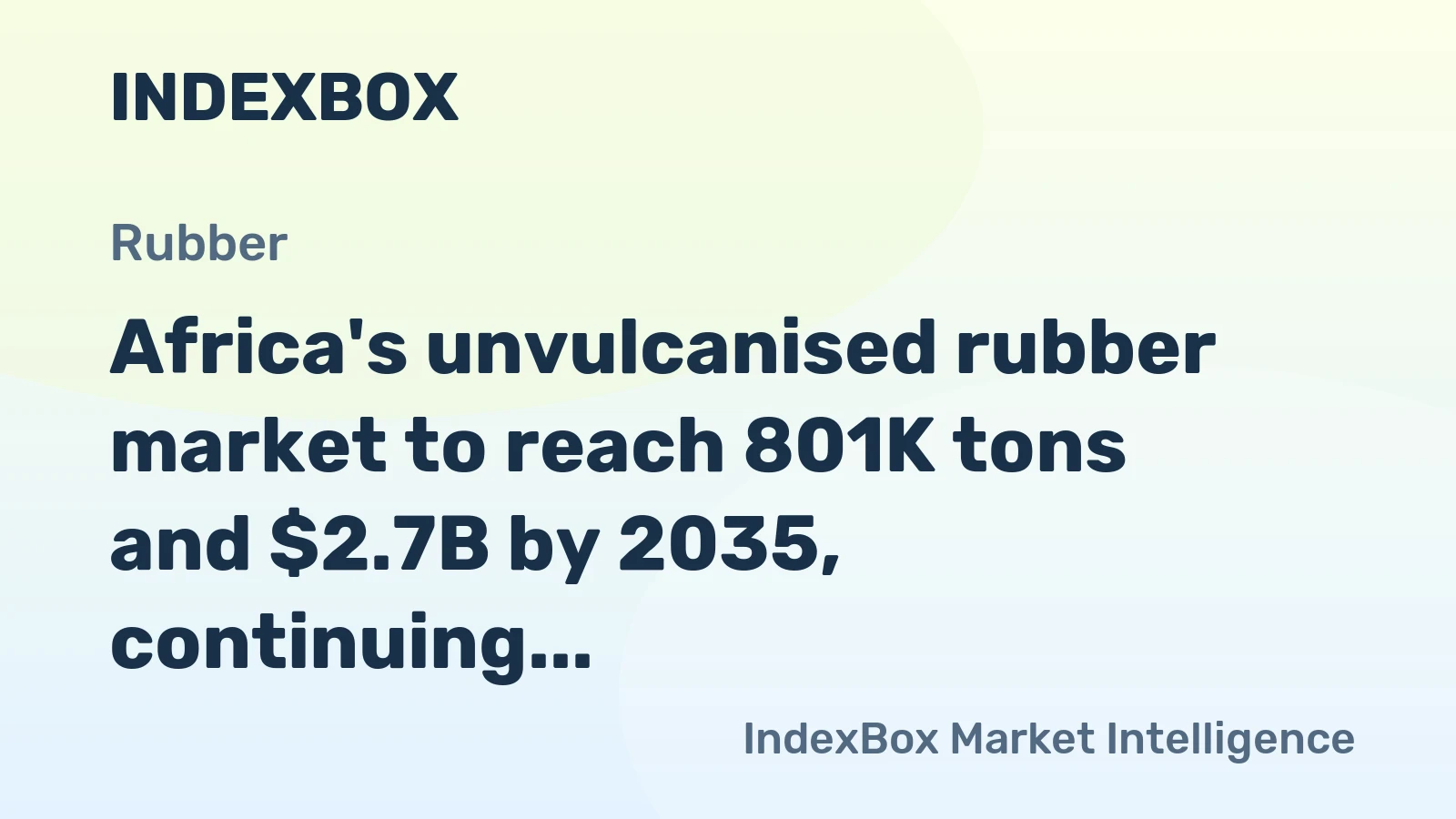 Africa's unvulcanised rubber market to reach 801K tons and $2.7B by 2035, continuing its upward trend.