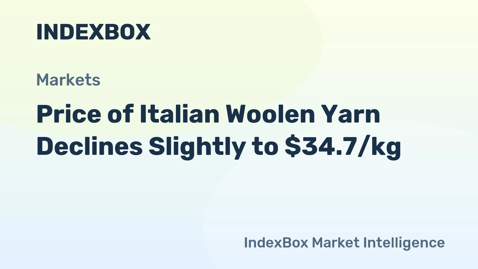 Price of Italian Woolen Yarn Declines Slightly to $34.7/kg