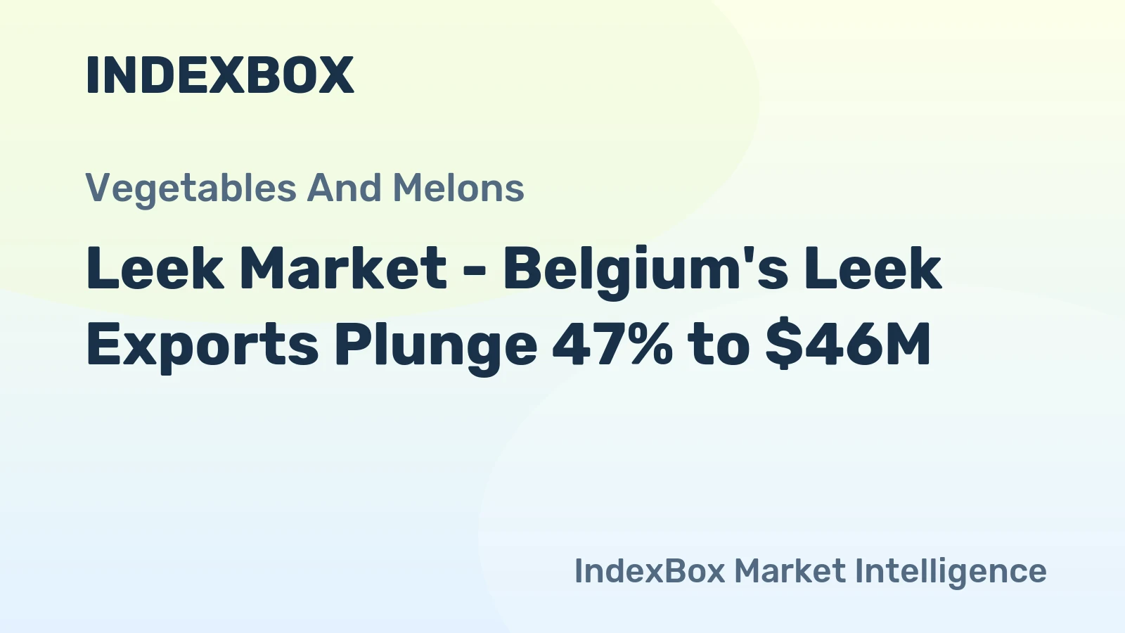 Leek Market - Belgium's Leek Exports Plunge 47% to $46M 