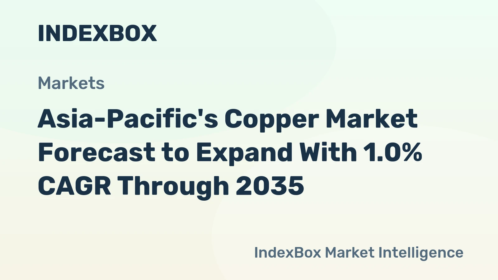 Asia-Pacific's Copper Market Forecast to Expand With 1.0% CAGR Through 2035