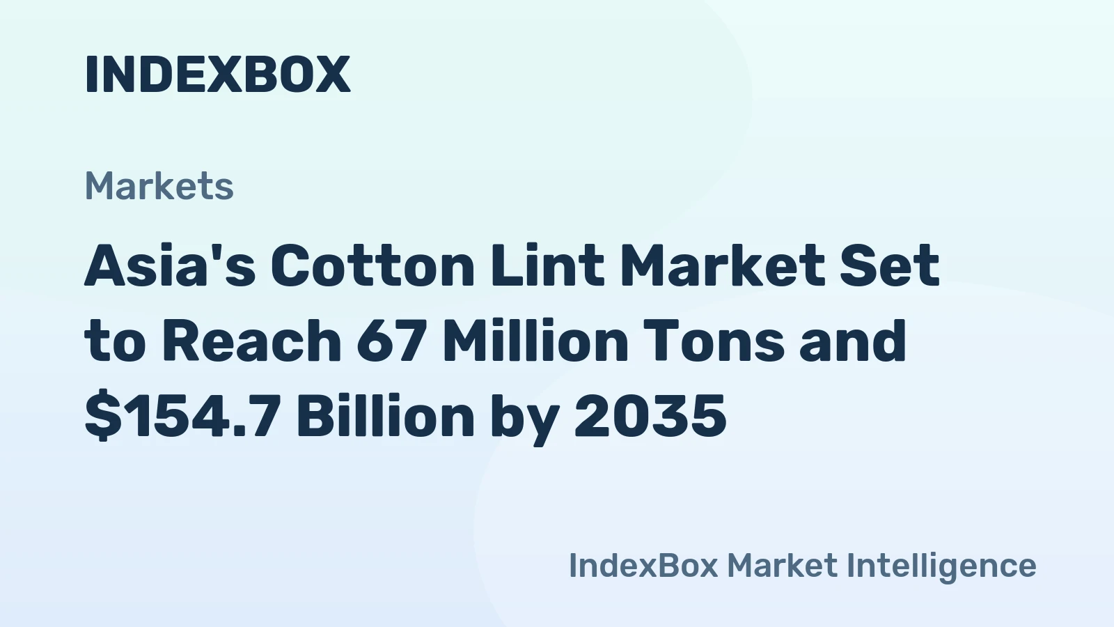 Asia's Cotton Lint Market Set to Reach 67 Million Tons and $154.7 Billion by 2035
