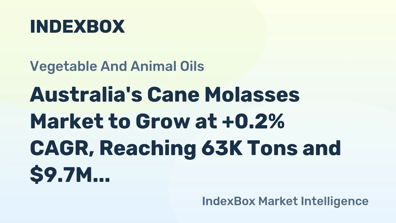 Australia's Cane Molasses Market to Grow at +0.2% CAGR, Reaching 63K Tons and $9.7M Value by 2035
