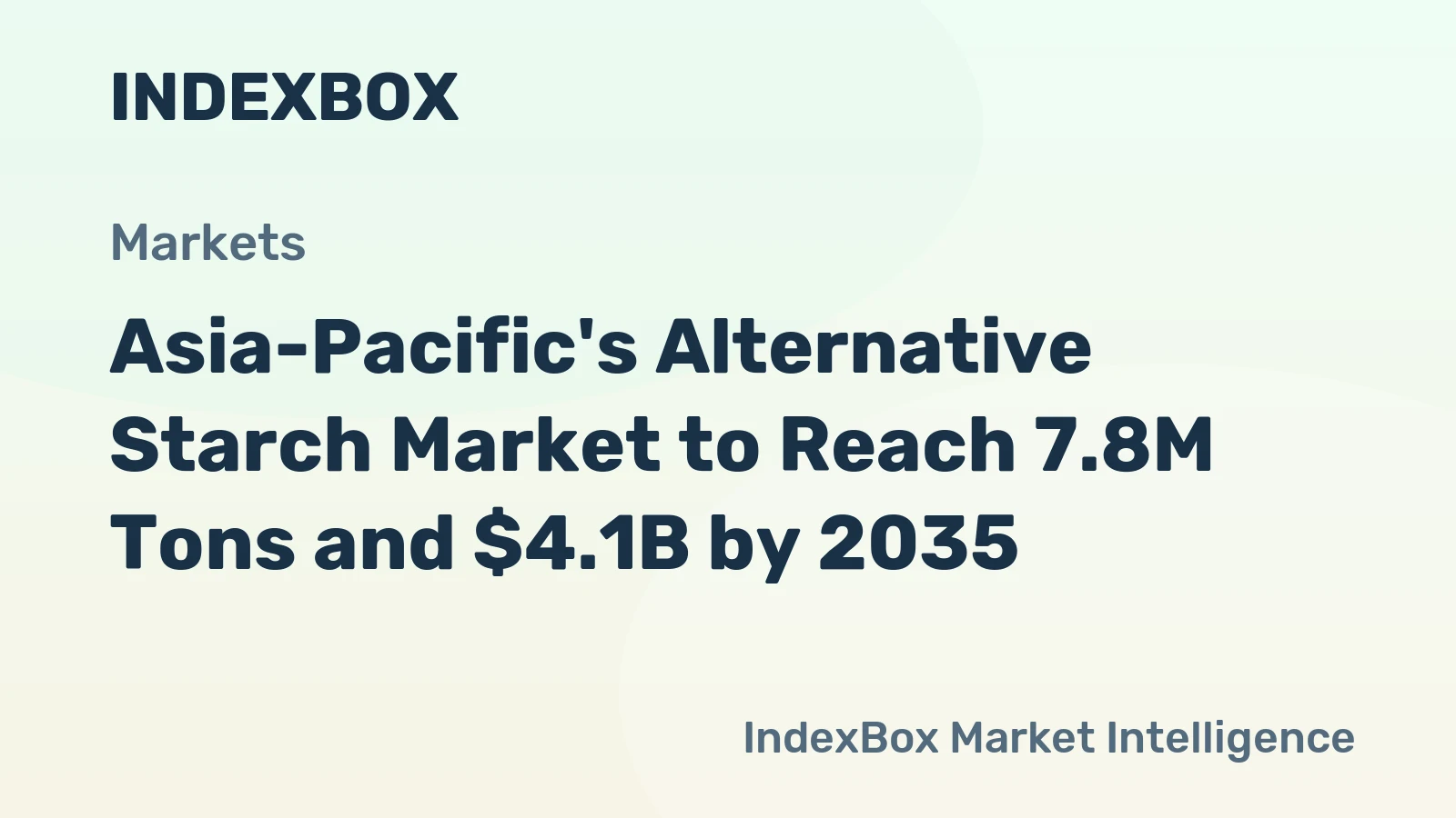 Asia-Pacific's Alternative Starch Market to Reach 7.8M Tons and $4.1B by 2035