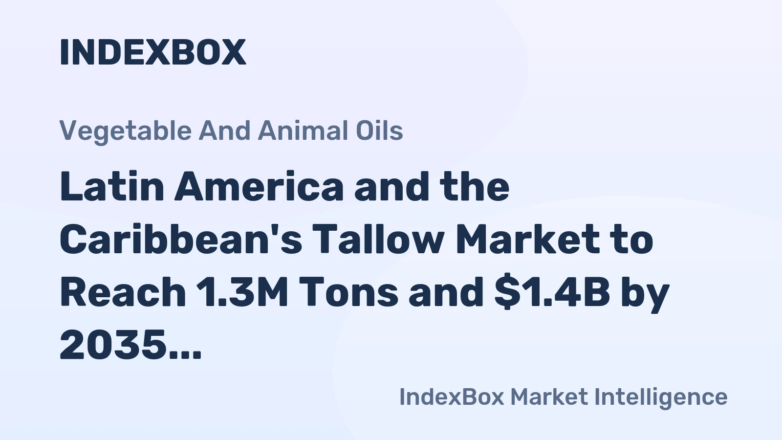 Latin America and the Caribbean's Tallow Market to Reach 1.3M Tons and $1.4B by 2035, Driven by Rising Demand