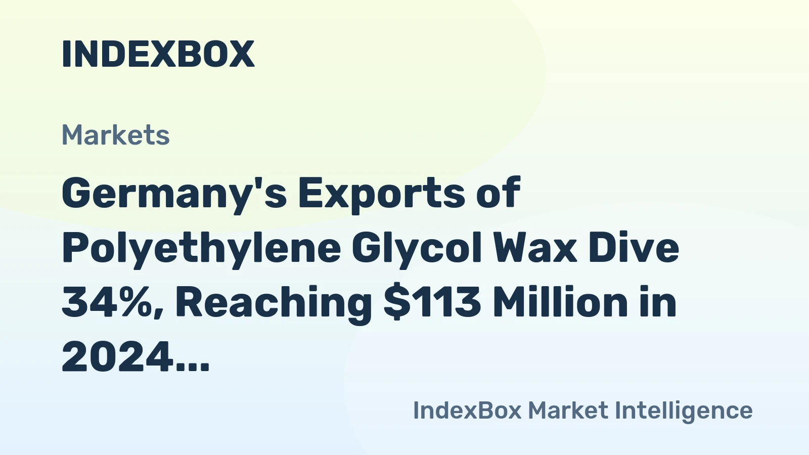 Germany's Exports of Polyethylene Glycol Wax Dive 34%, Reaching $113 Million in 2024