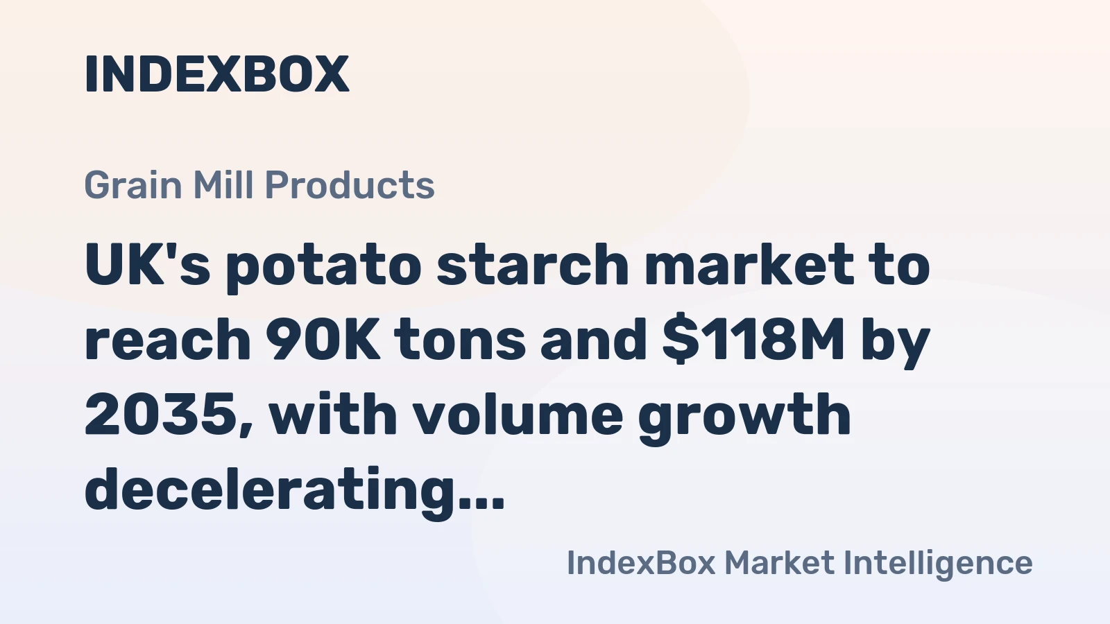 UK's potato starch market to reach 90K tons and $118M by 2035, with volume growth decelerating and value increasing steadily.