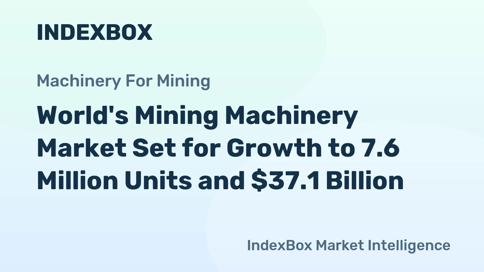 World's Mining Machinery Market Set for Growth to 7.6 Million Units and $37.1 Billion