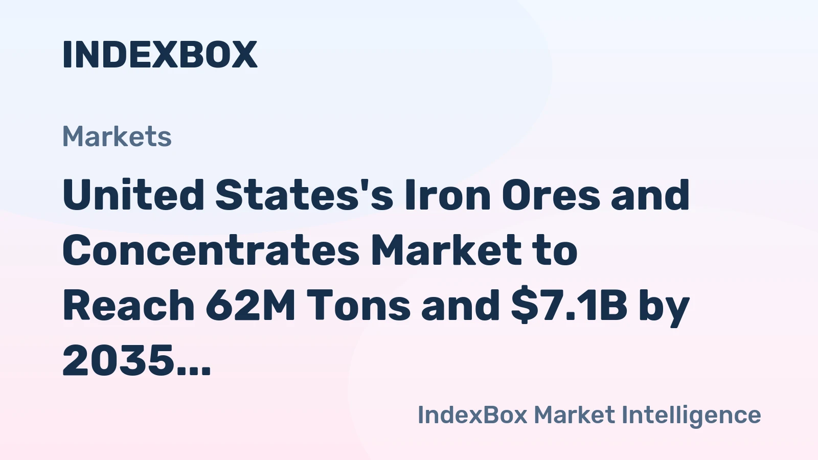 United States's Iron Ores and Concentrates Market to Reach 62M Tons and $7.1B by 2035