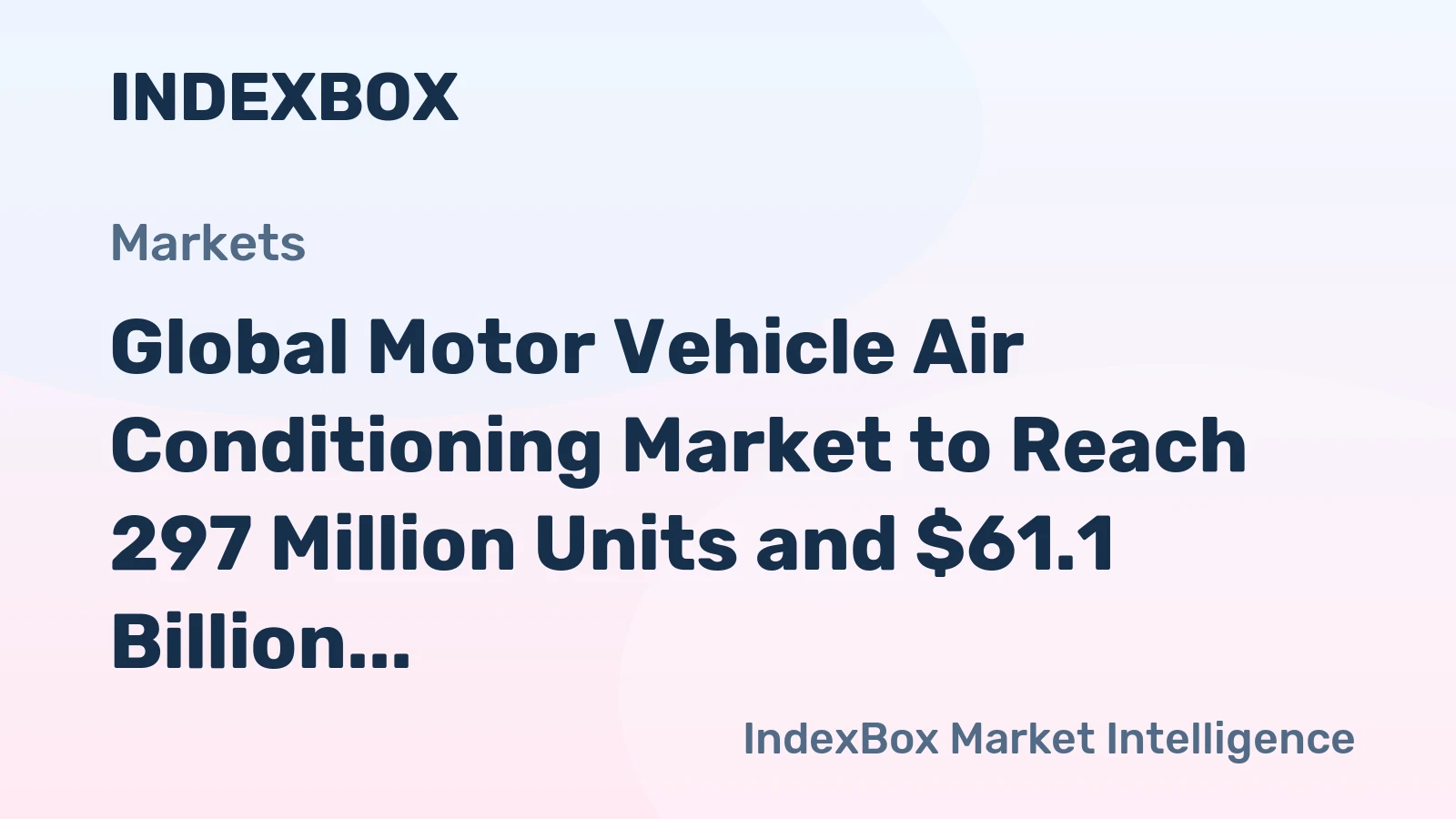 Global Motor Vehicle Air Conditioning Market to Reach 297 Million Units and $61.1 Billion