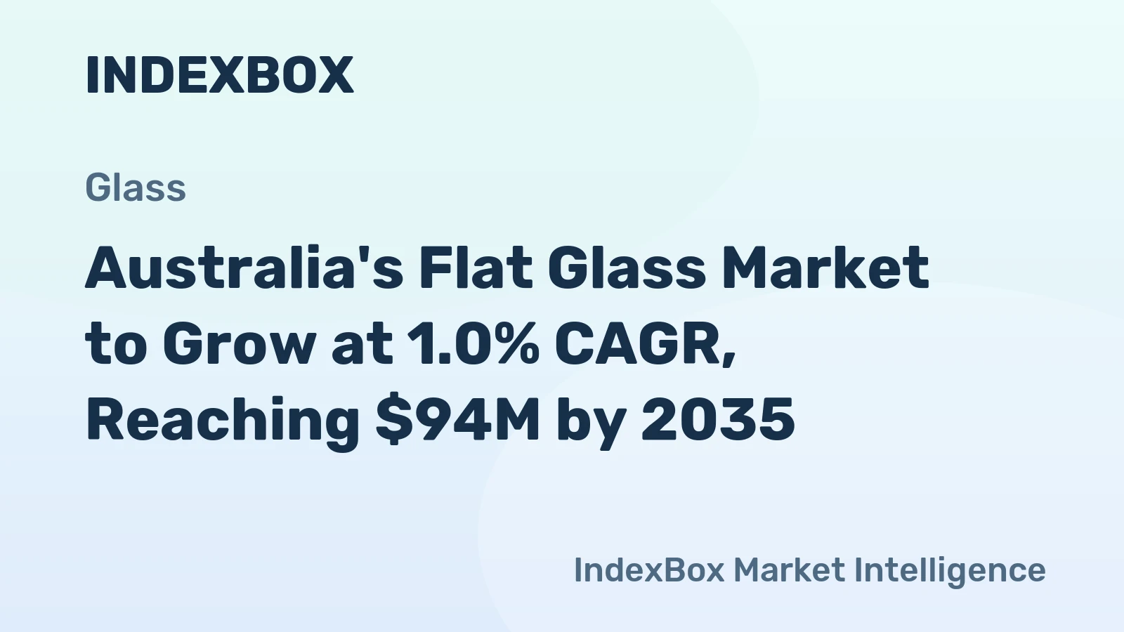 Australia's Flat Glass Market to Grow at 1.0% CAGR, Reaching $94M by 2035