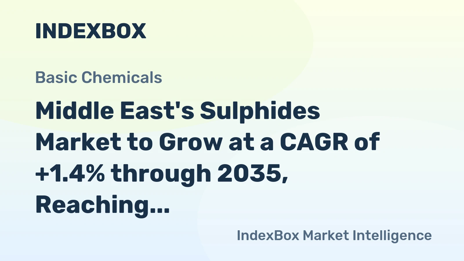 Middle East's Sulphides Market to Grow at a CAGR of +1.4% through 2035, Reaching $168M in Value