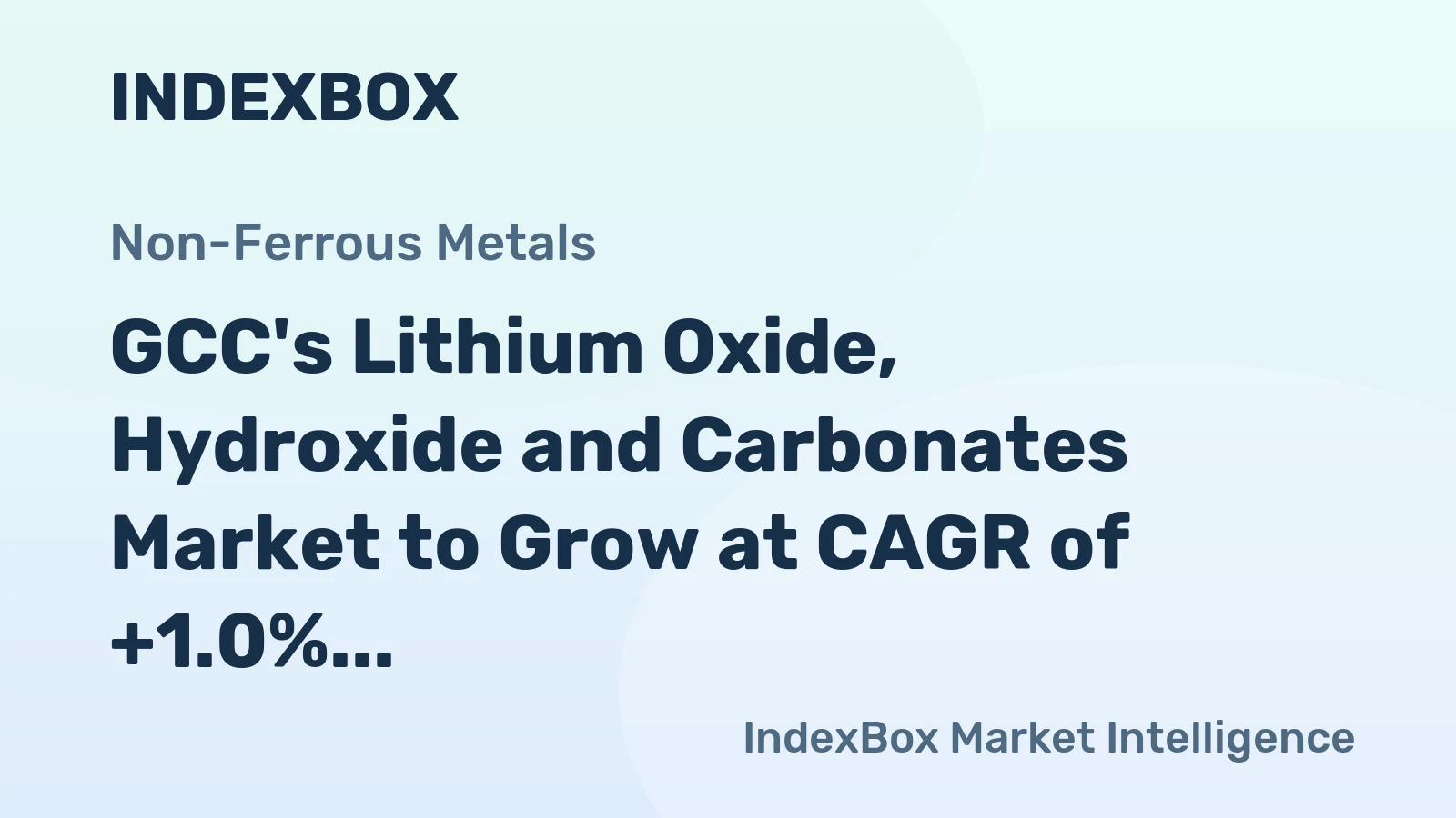 GCC's Lithium Oxide, Hydroxide and Carbonates Market to Grow at CAGR of +1.0% from 2024-2035