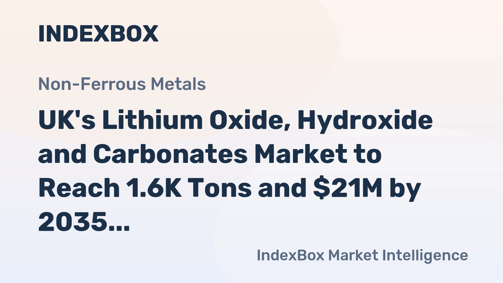 UK's Lithium Oxide, Hydroxide and Carbonates Market to Reach 1.6K Tons and $21M by 2035
