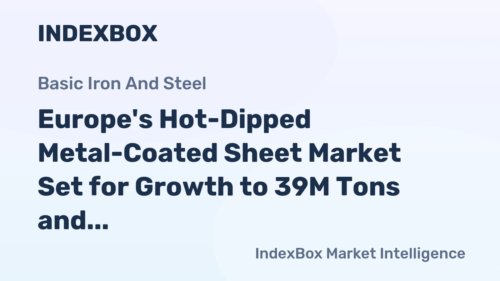Europe's Hot-Dipped Metal-Coated Sheet Market Set for Growth to 39M Tons and $47.6B