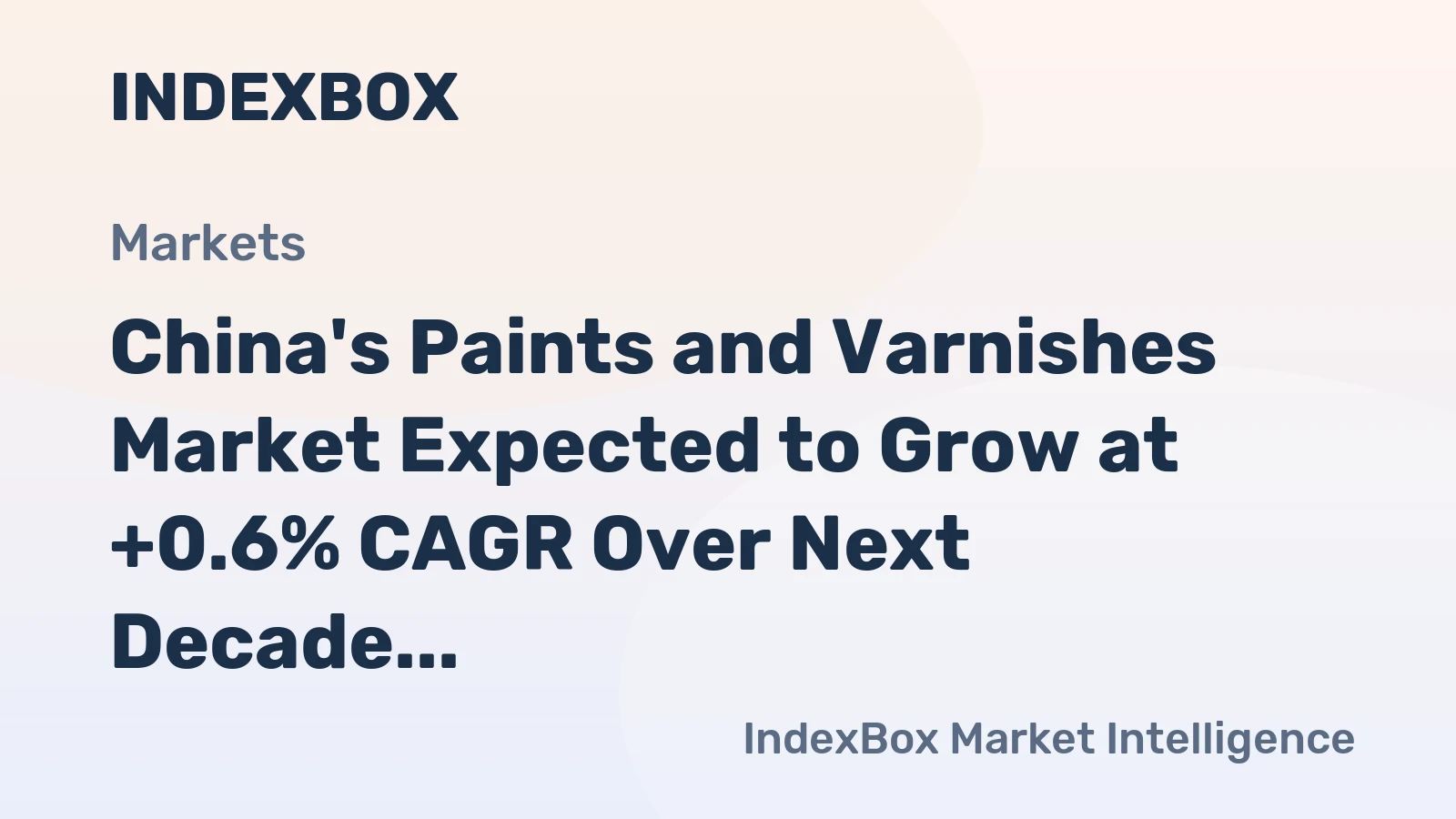 China's Paints and Varnishes Market Expected to Grow at +0.6% CAGR Over Next Decade