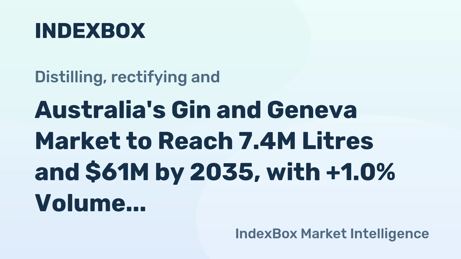Australia's Gin and Geneva Market to Reach 7.4M Litres and $61M by 2035, with +1.0% Volume Growth and +1.9% Value Growth Forecasted