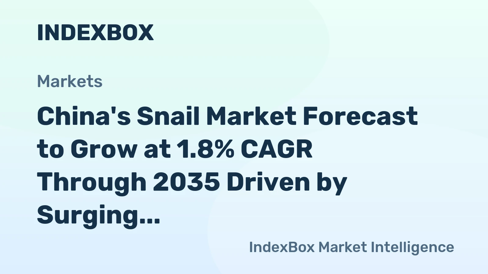 China's Snail Market Forecast to Grow at 1.8% CAGR Through 2035 Driven by Surging Demand