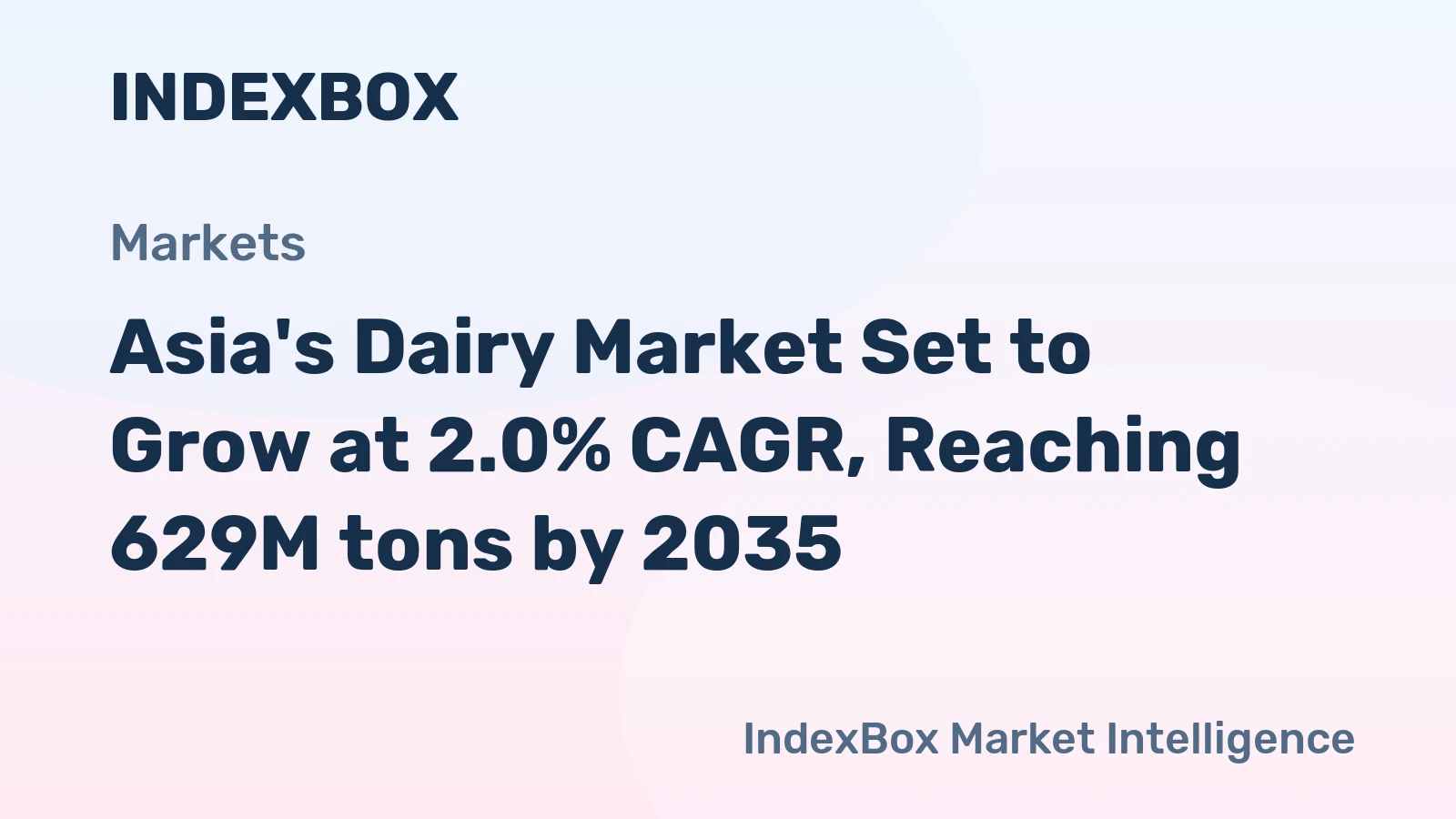 Asia's Dairy Market Set to Grow at 2.0% CAGR, Reaching 629M tons by 2035