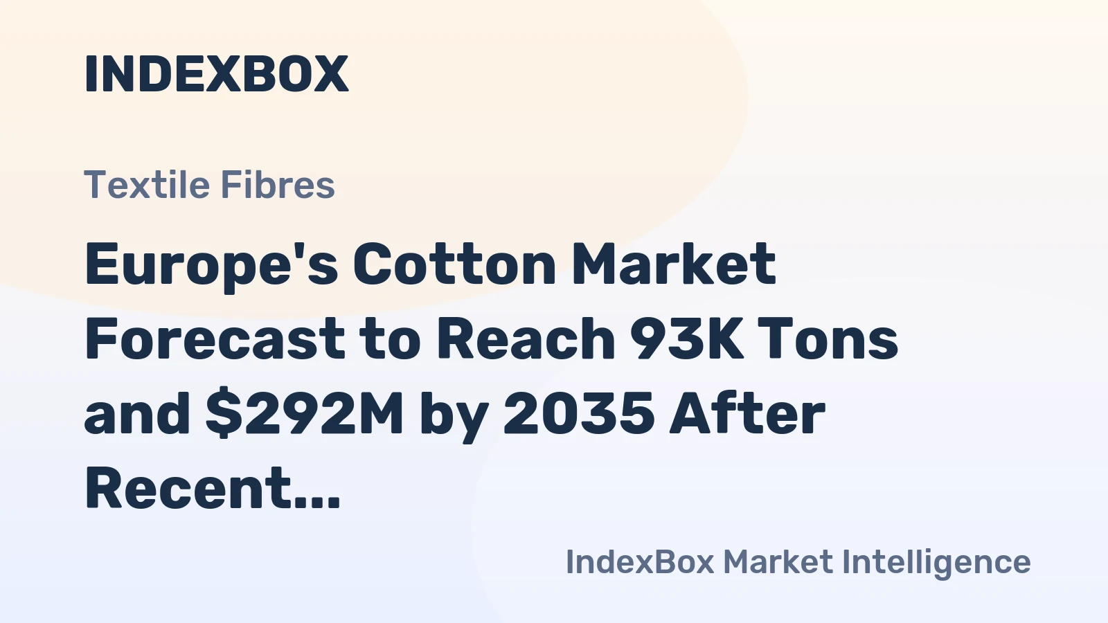 Europe's Cotton Market Forecast to Reach 93K Tons and $292M by 2035 After Recent Rebound