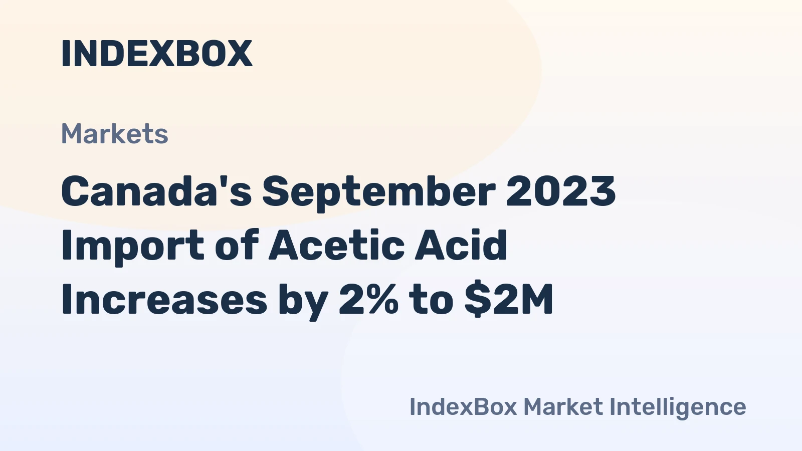 Canada's September 2023 Import of Acetic Acid Increases by 2% to $2M
