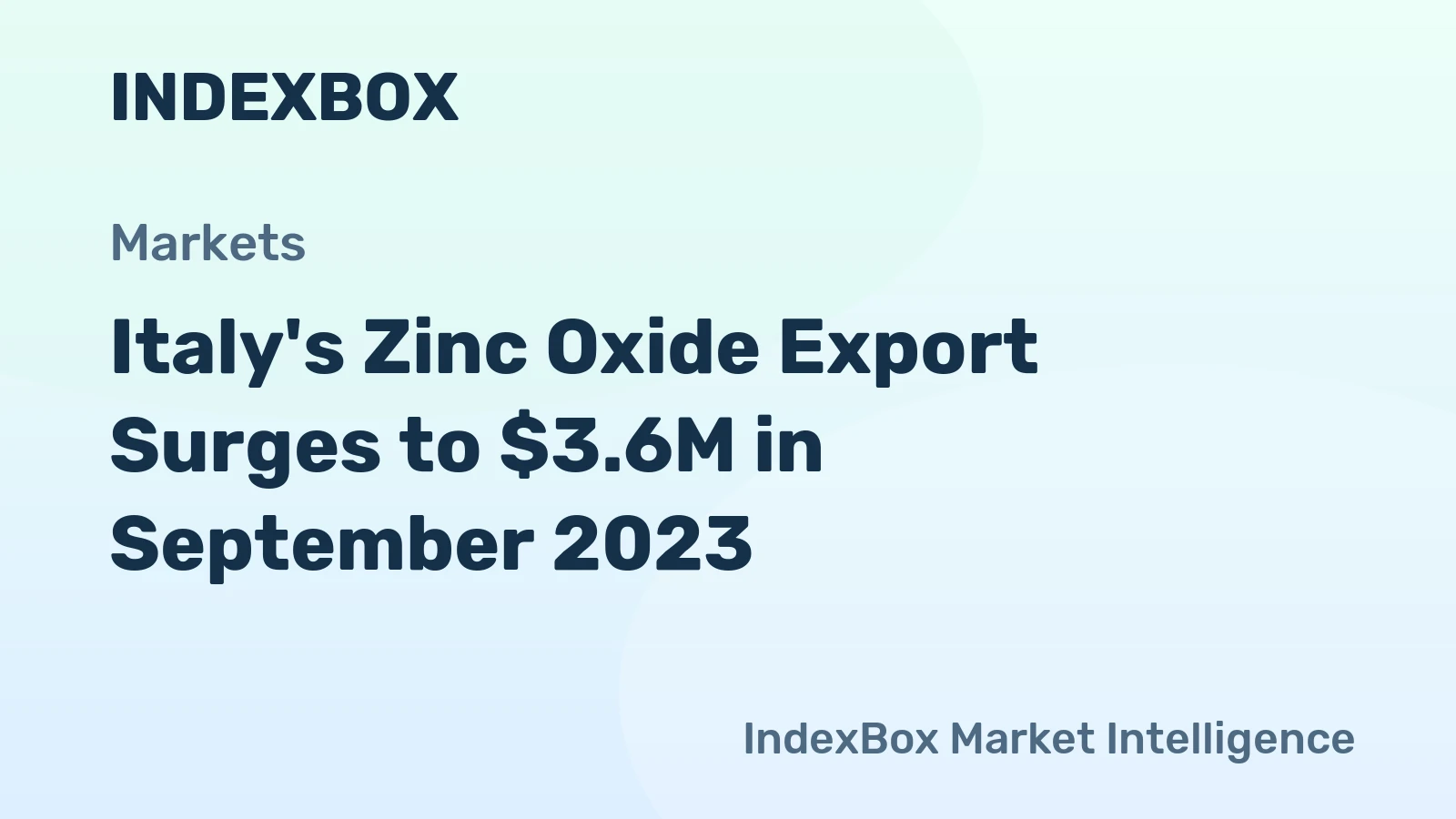 Italy's Zinc Oxide Export Surges to $3.6M in September 2023