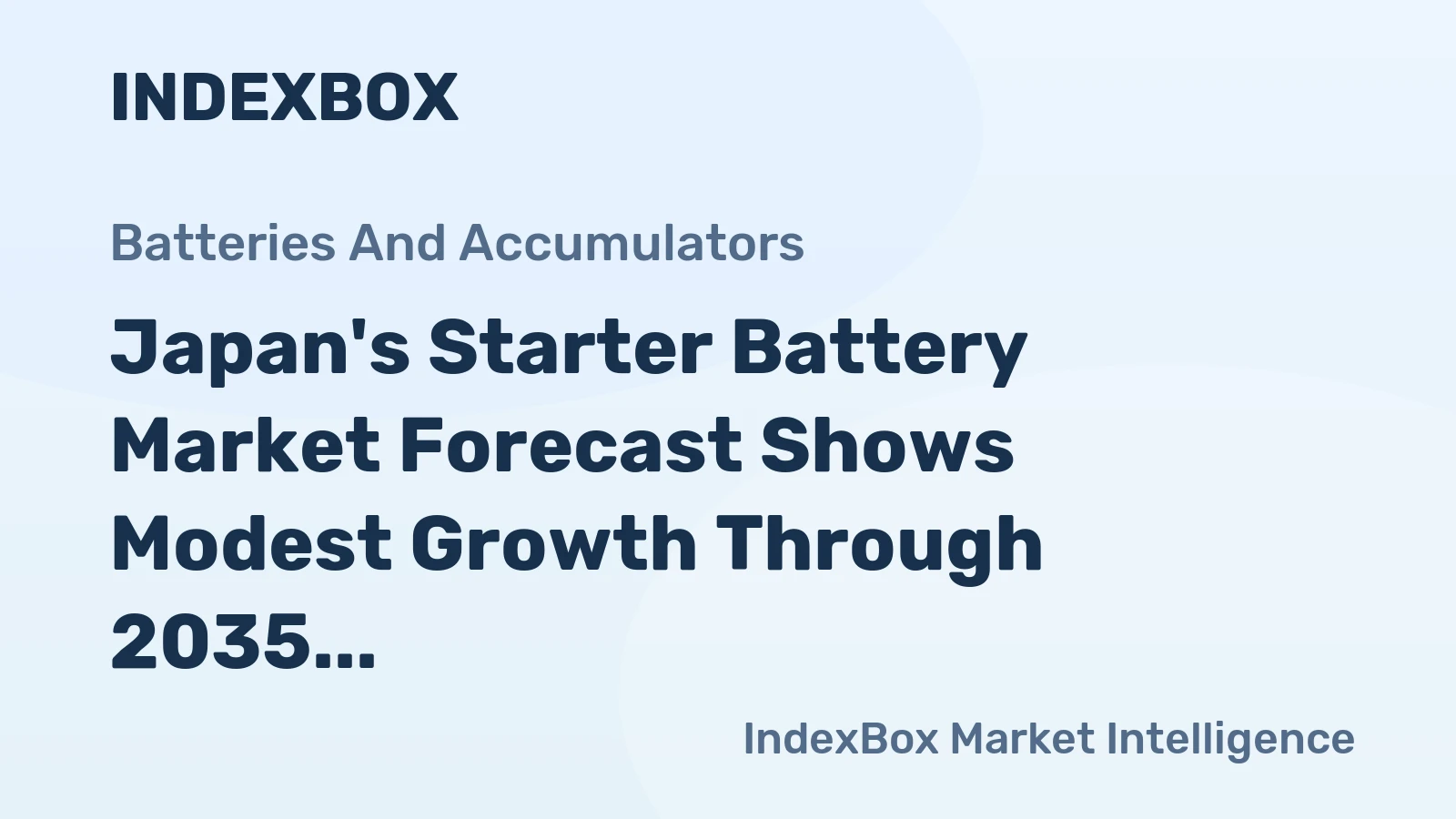 Japan's Starter Battery Market Forecast Shows Modest Growth Through 2035