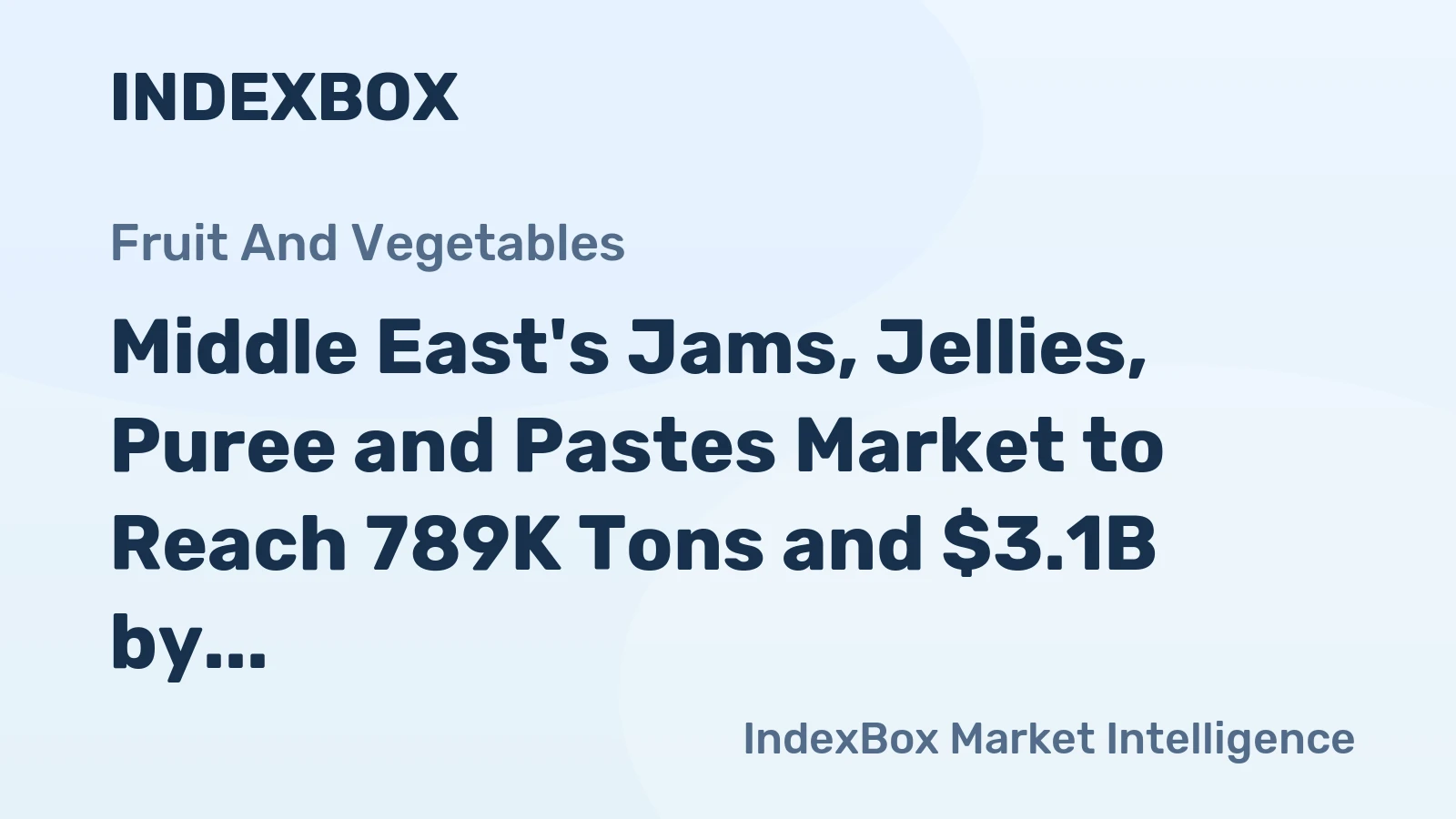 Middle East's Jams, Jellies, Puree and Pastes Market to Reach 789K Tons and $3.1B by 2035