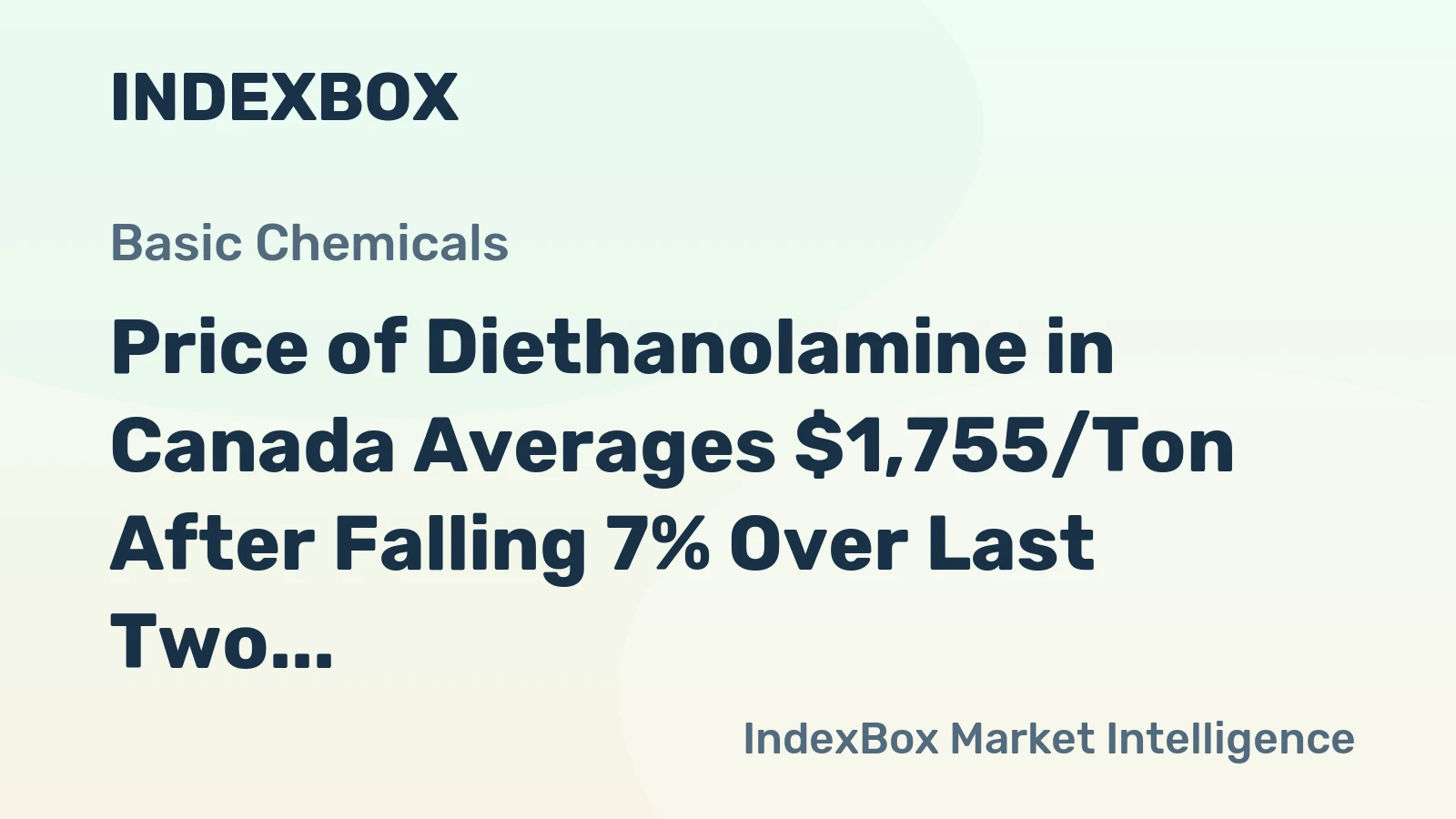 Price of Diethanolamine in Canada Averages $1,755/Ton After Falling 7% Over Last Two Months