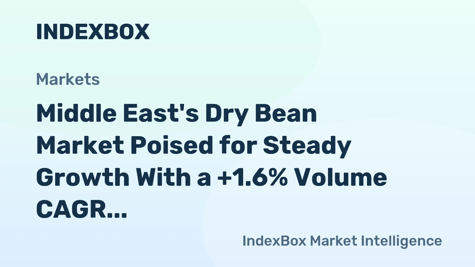 Middle East's Dry Bean Market Poised for Steady Growth With a +1.6% Volume CAGR Through 2035