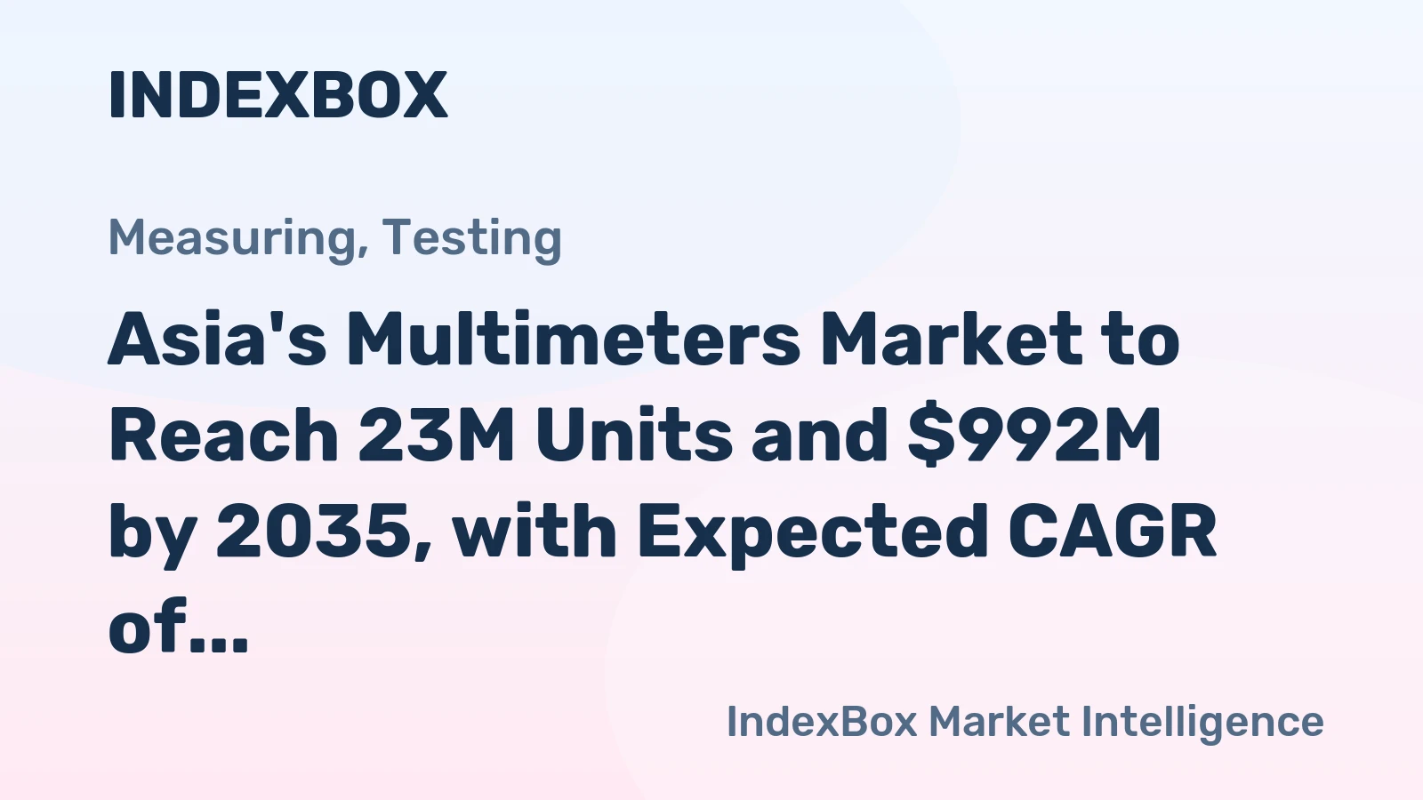 Asia's Multimeters Market to Reach 23M Units and $992M by 2035, with Expected CAGR of +1.9% and +2.3%