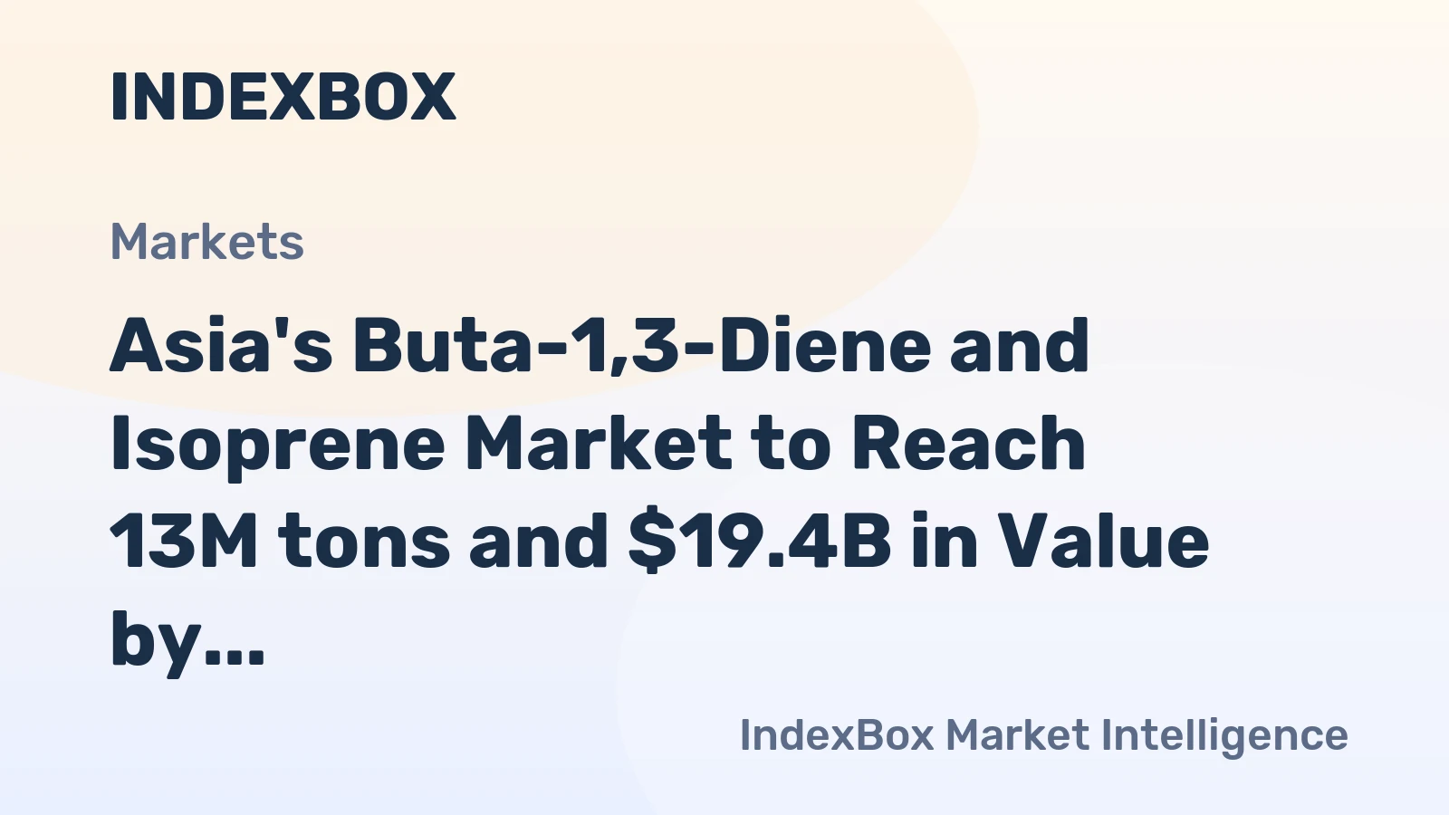 Asia's Buta-1,3-Diene and Isoprene Market to Reach 13M tons and $19.4B in Value by 2035