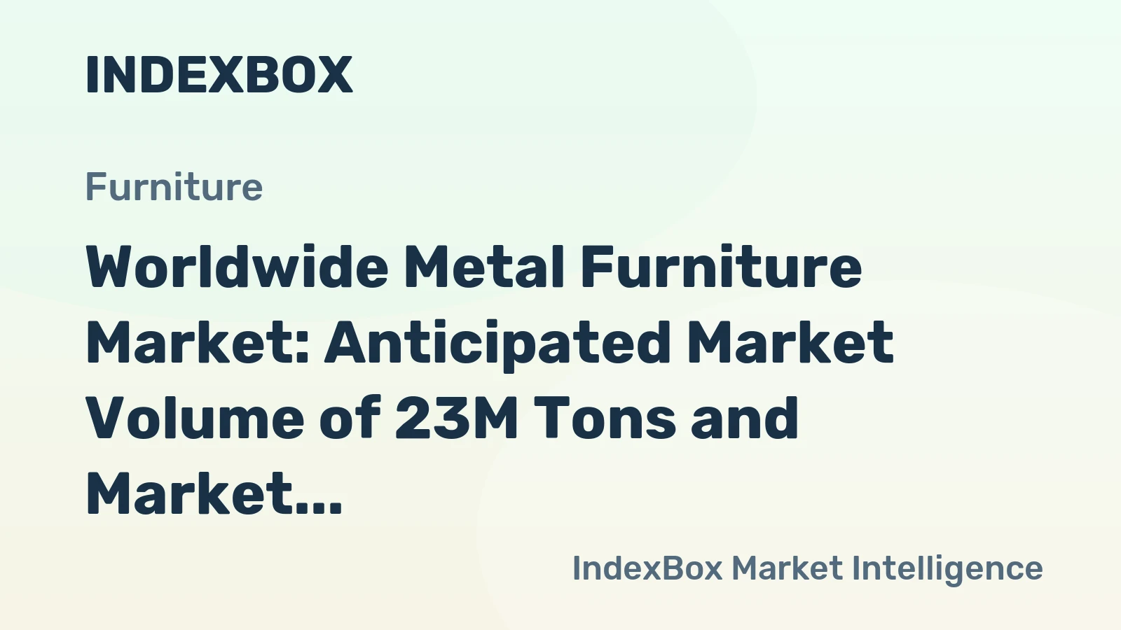 Worldwide Metal Furniture Market: Anticipated Market Volume of 23M Tons and Market Value of $110.6B by 2030