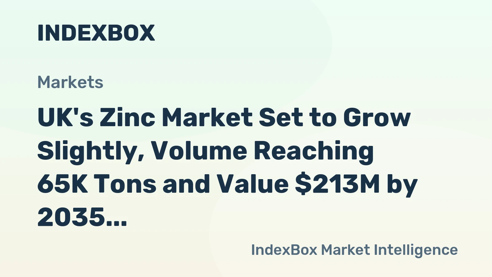 UK's Zinc Market Set to Grow Slightly, Volume Reaching 65K Tons and Value $213M by 2035