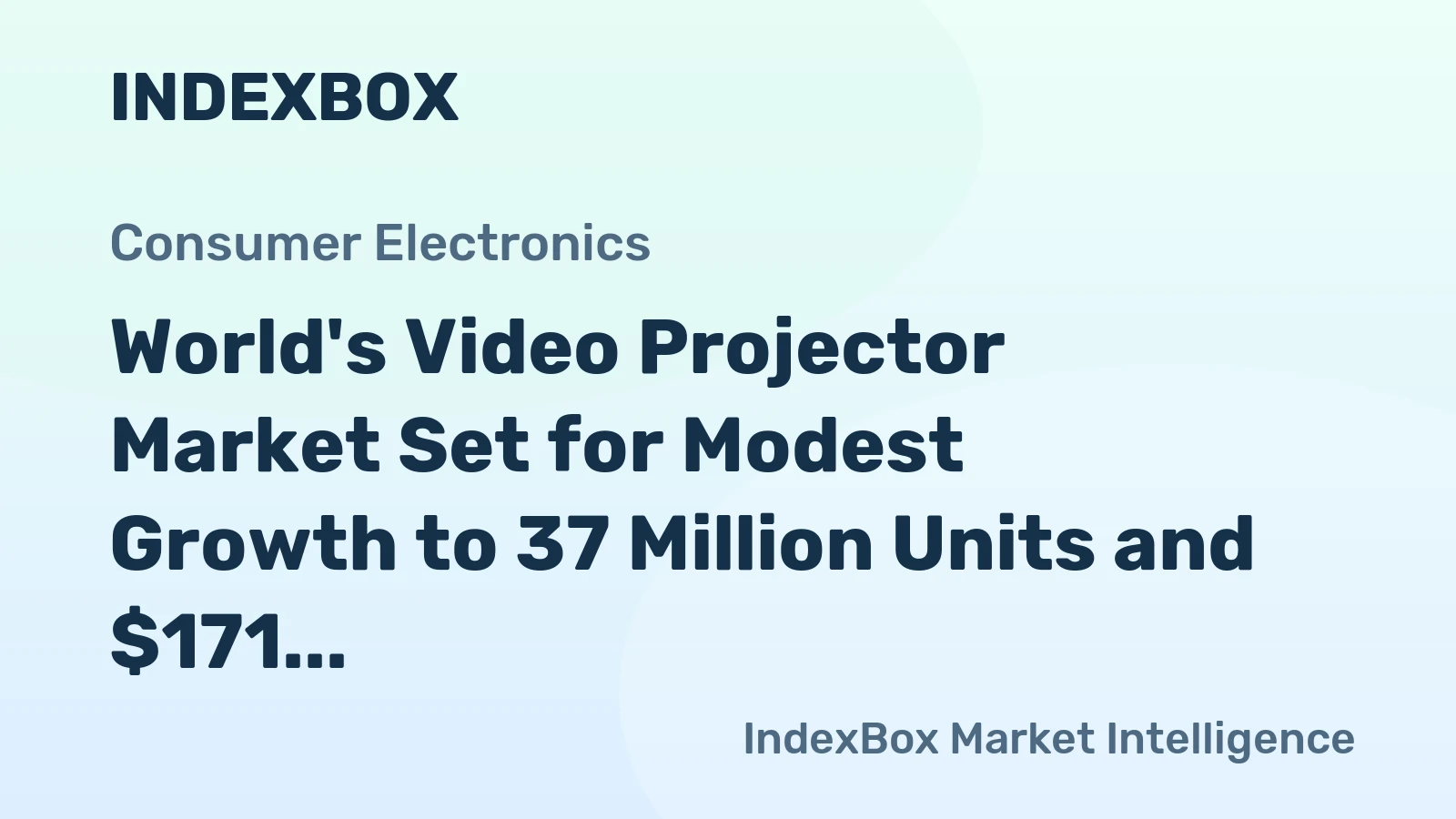 World's Video Projector Market Set for Modest Growth to 37 Million Units and $171 Billion Value