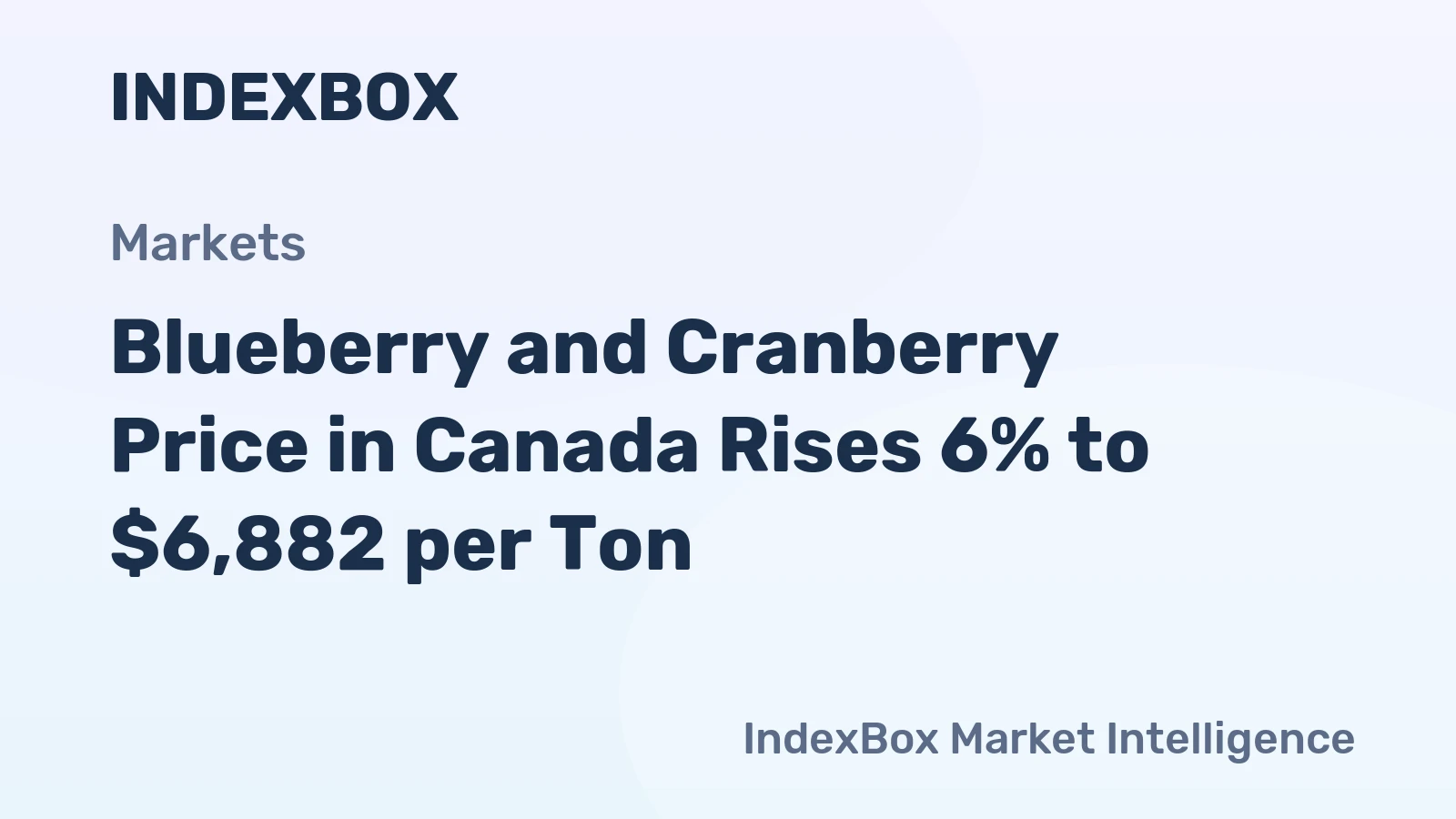 Blueberry and Cranberry Price in Canada Rises 6% to $6,882 per Ton