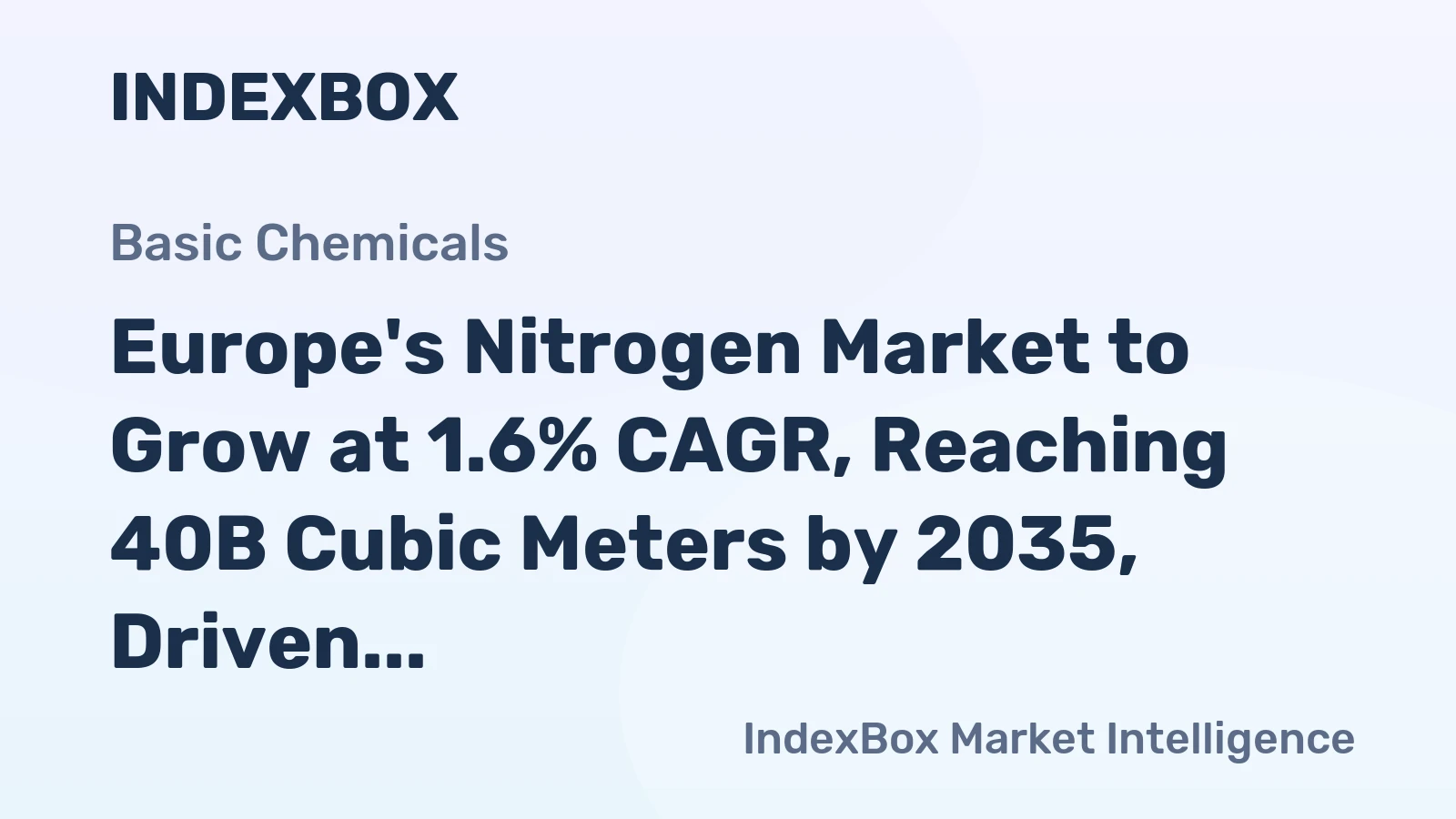 Europe's Nitrogen Market to Grow at 1.6% CAGR, Reaching 40B Cubic Meters by 2035, Driven by Rising Demand.