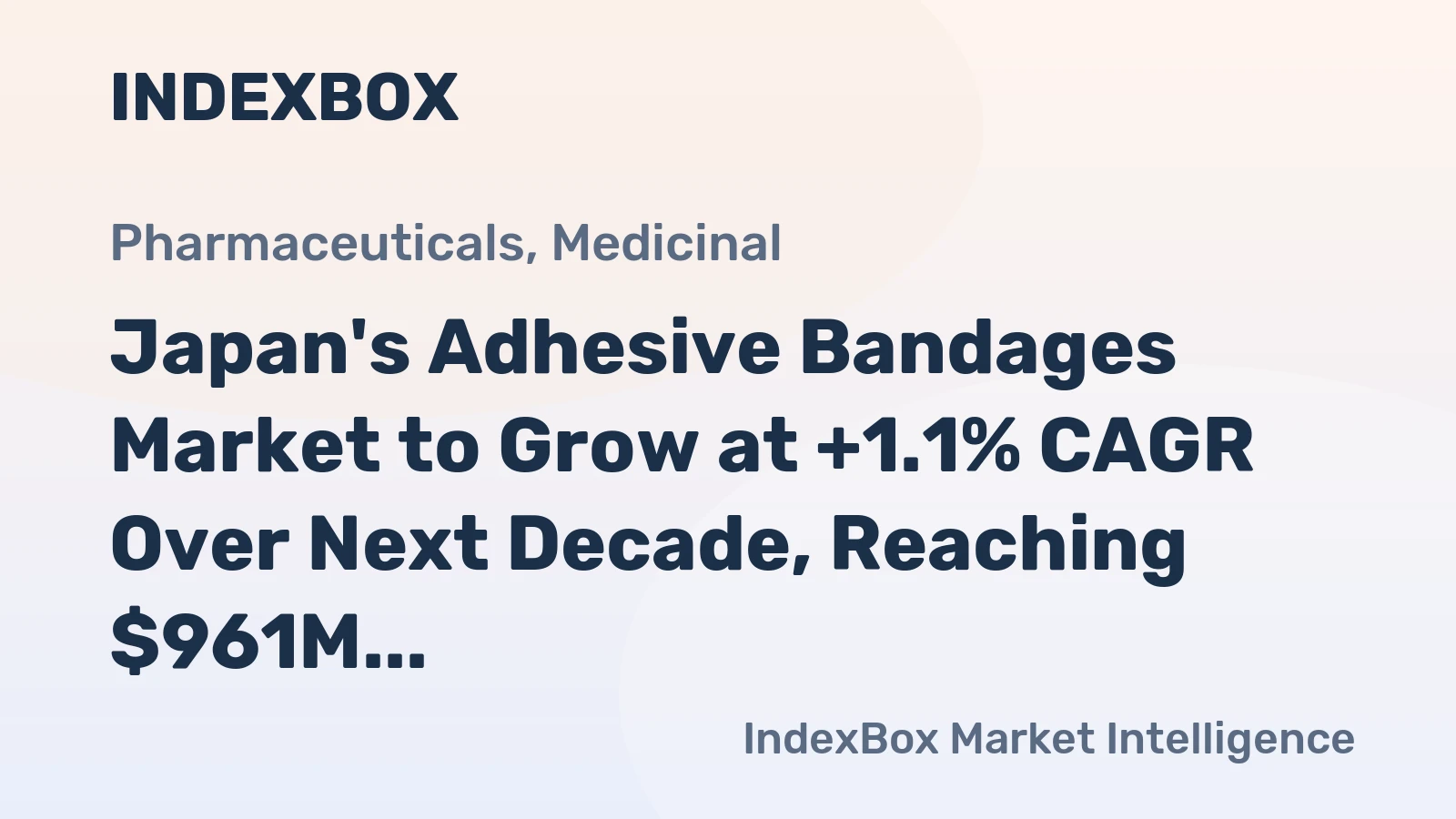 Japan's Adhesive Bandages Market to Grow at +1.1% CAGR Over Next Decade, Reaching $961M by 2035