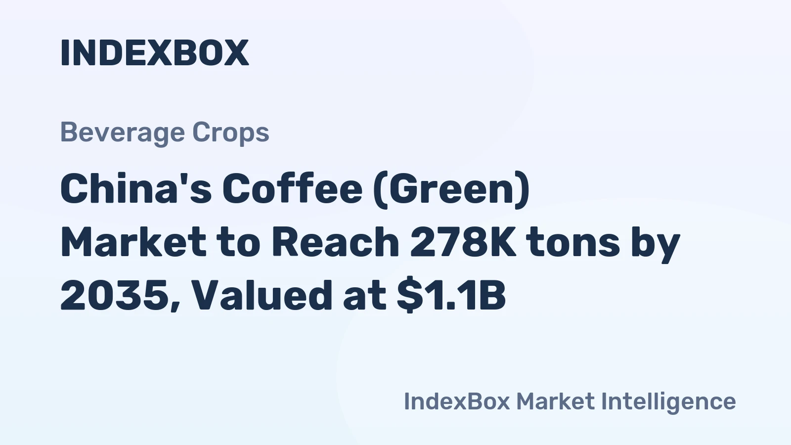 China's Coffee (Green) Market to Reach 278K tons by 2035, Valued at $1.1B