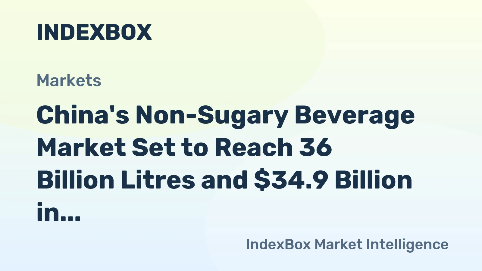 China's Non-Sugary Beverage Market Set to Reach 36 Billion Litres and $34.9 Billion in Value