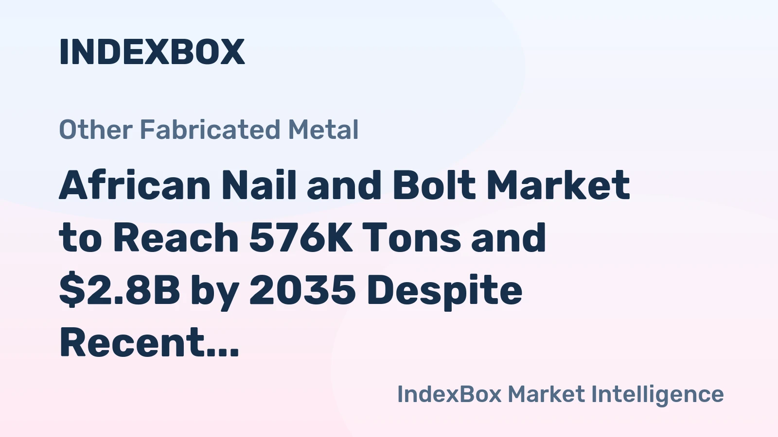 African Nail and Bolt Market to Reach 576K Tons and $2.8B by 2035 Despite Recent Contraction