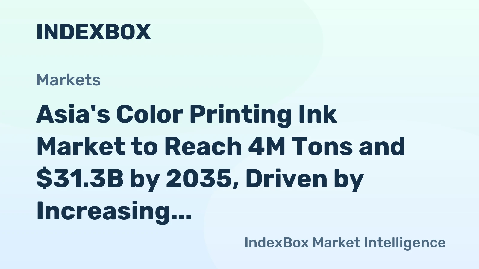 Asia's Color Printing Ink Market to Reach 4M Tons and $31.3B by 2035, Driven by Increasing Demand