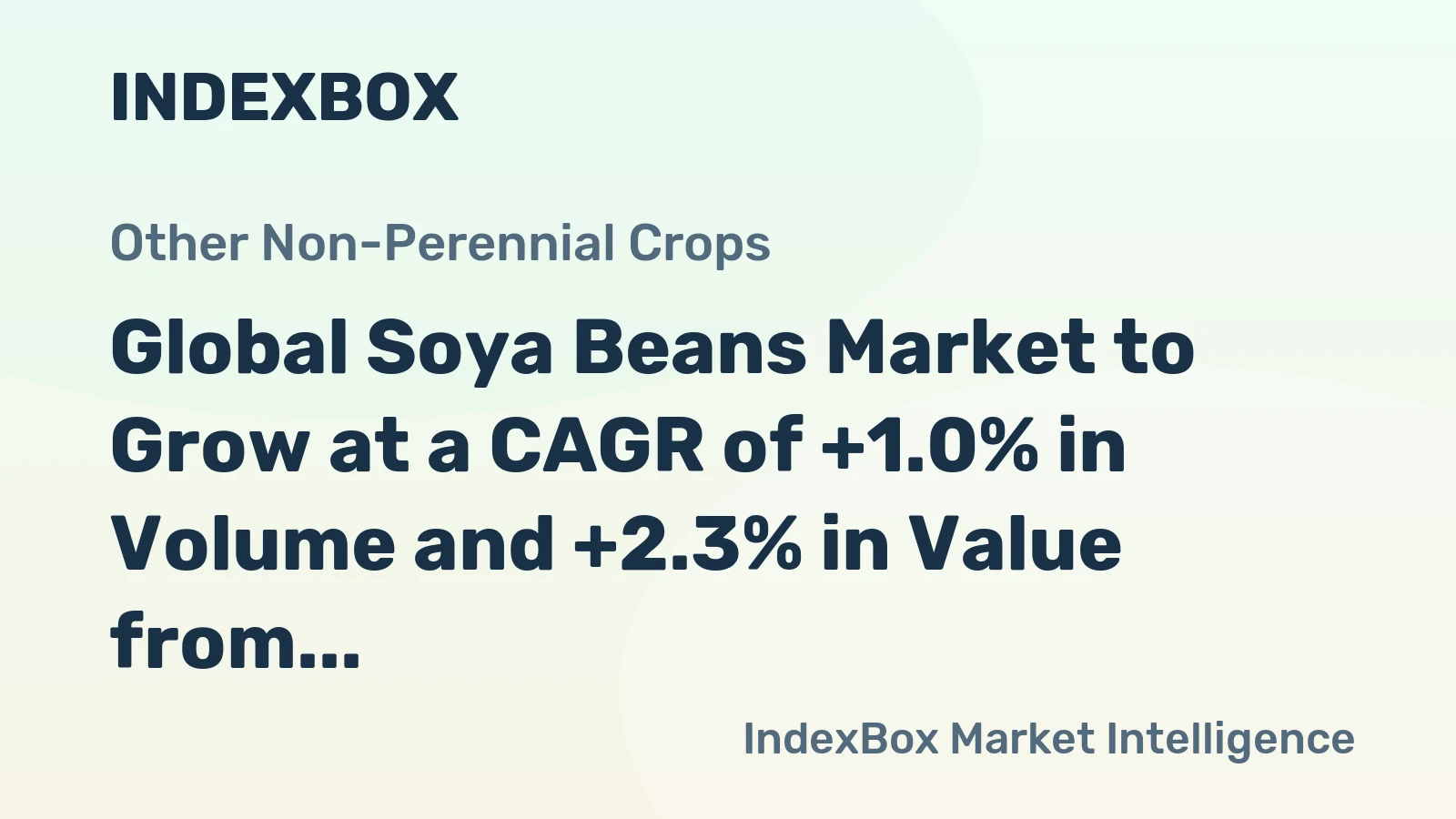 Global Soya Beans Market to Grow at a CAGR of +1.0% in Volume and +2.3% in Value from 2024 to 2035