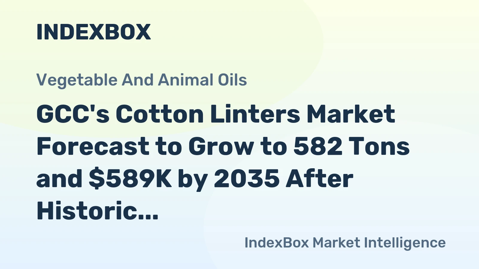 GCC's Cotton Linters Market Forecast to Grow to 582 Tons and $589K by 2035 After Historic Slump