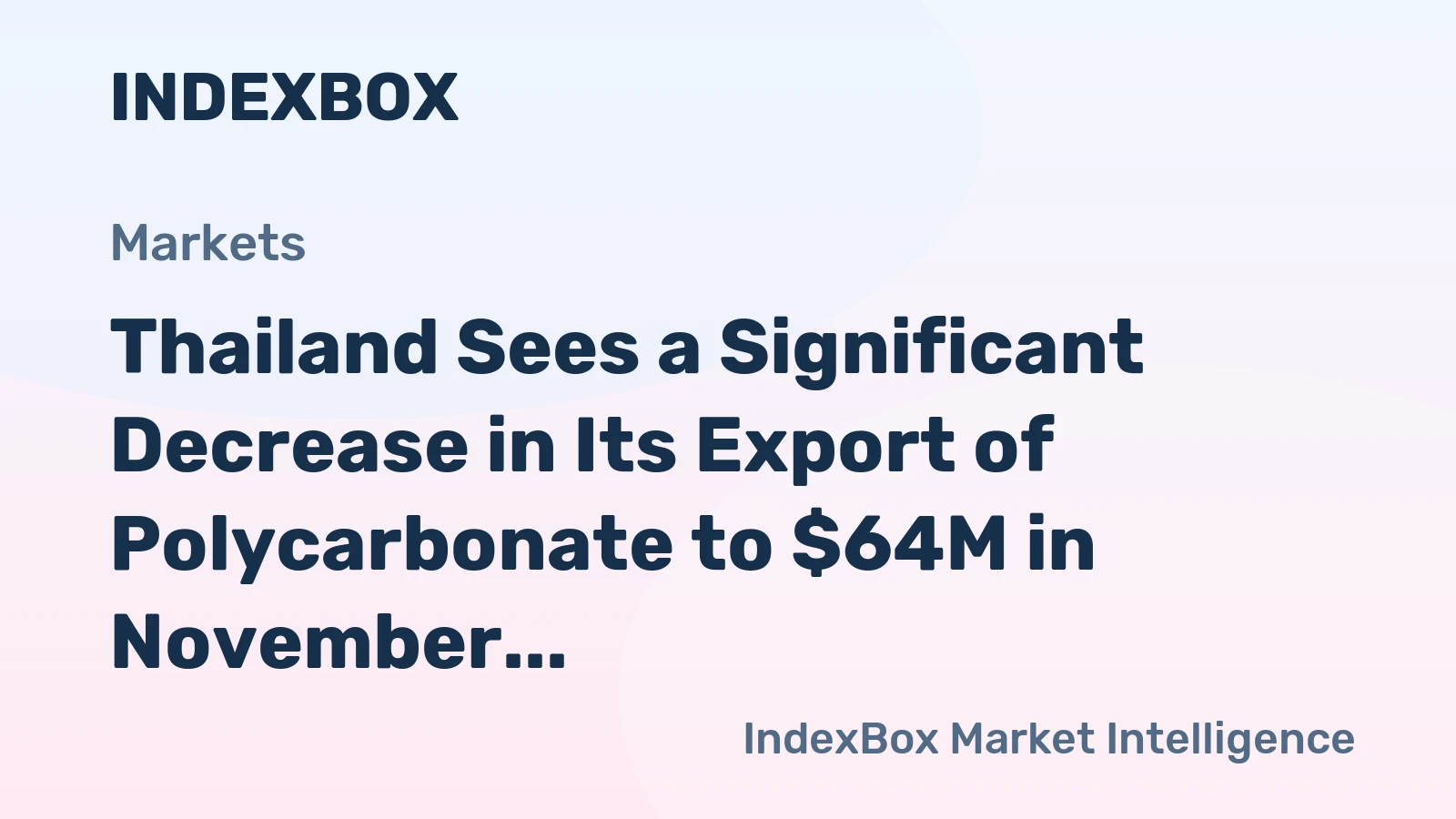 Thailand Sees a Significant Decrease in Its Export of Polycarbonate to $64M in November 2023