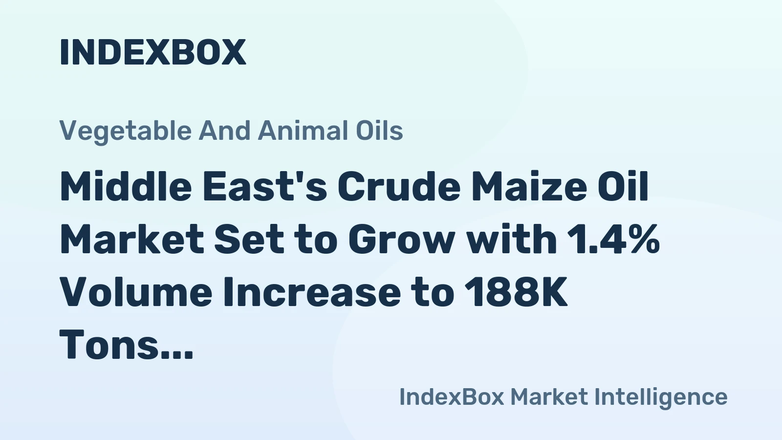 Middle East's Crude Maize Oil Market Set to Grow with 1.4% Volume Increase to 188K Tons and 2.4% Value Increase to $263M by 2035