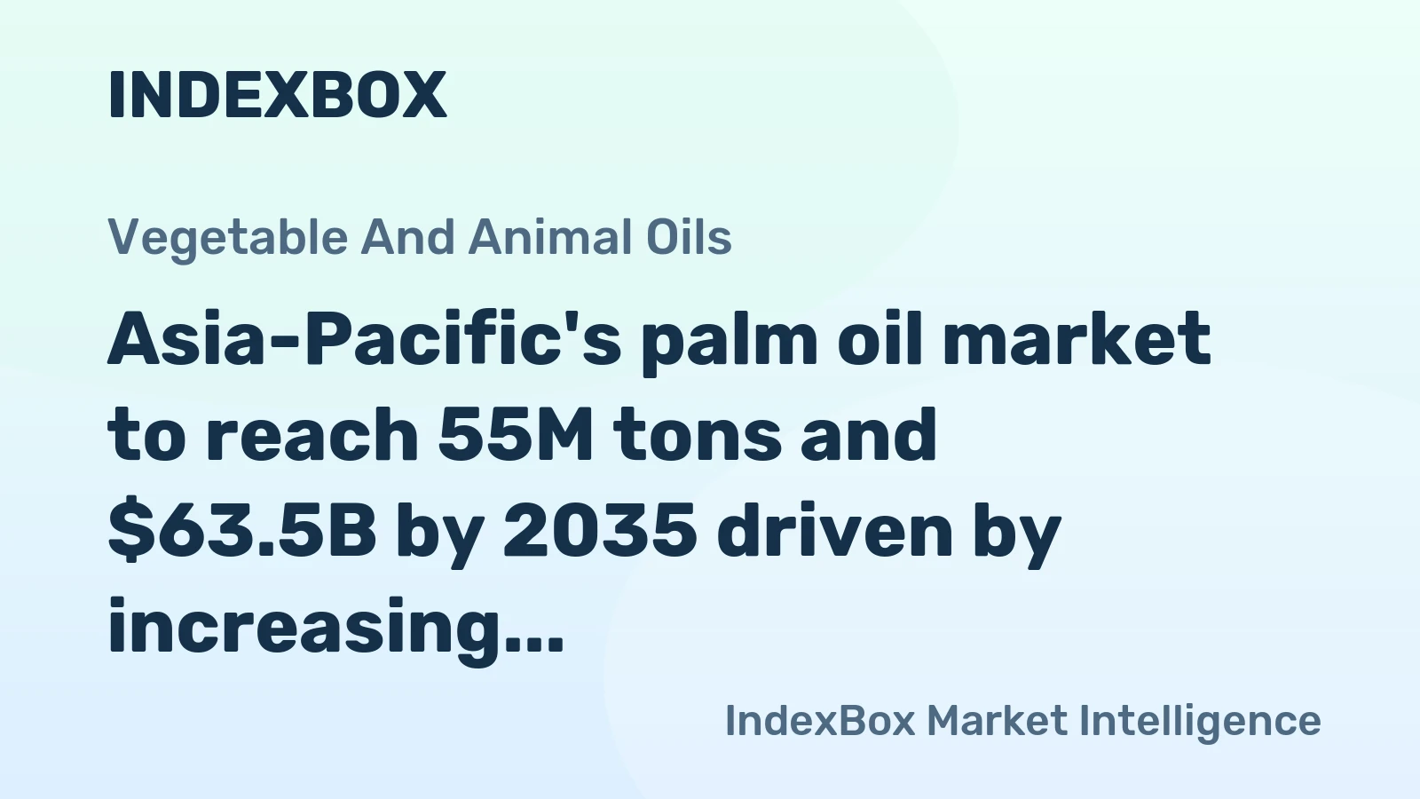 Asia-Pacific's palm oil market to reach 55M tons and $63.5B by 2035 driven by increasing demand for refined palm oil